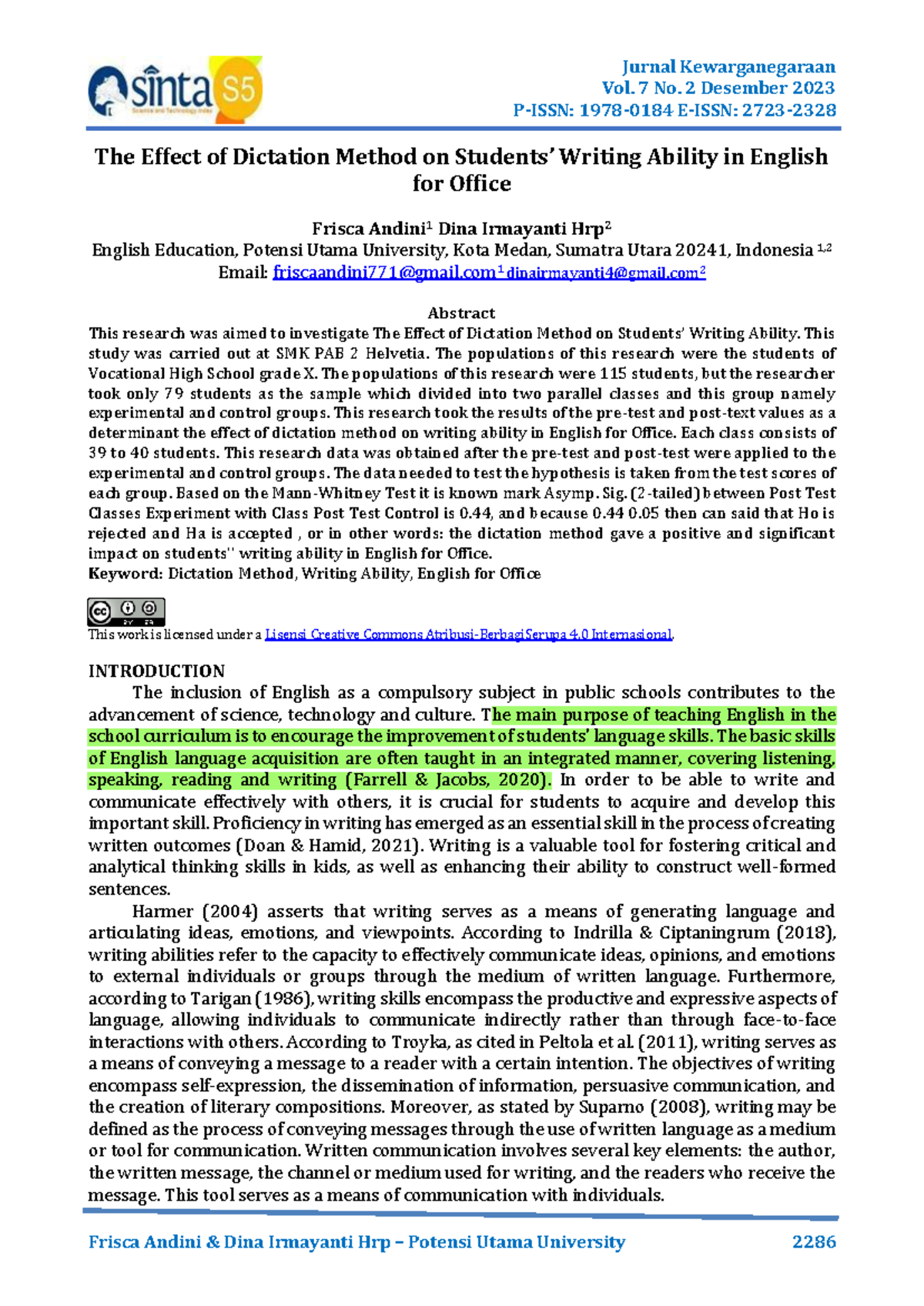 THE EFF 03 - france - Vol. 7 No. 2 Desember 2023 P-ISSN: 1978 - 0184 E ...