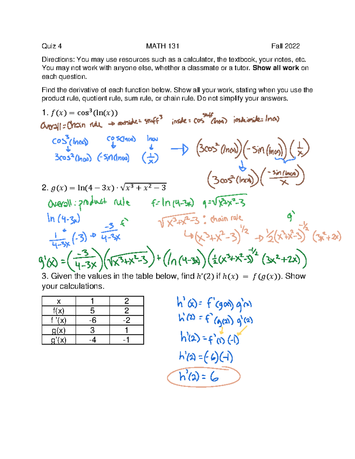 Quiz 4-2 - This document is a practice quiz with step-by-step problem-solving instructions ...