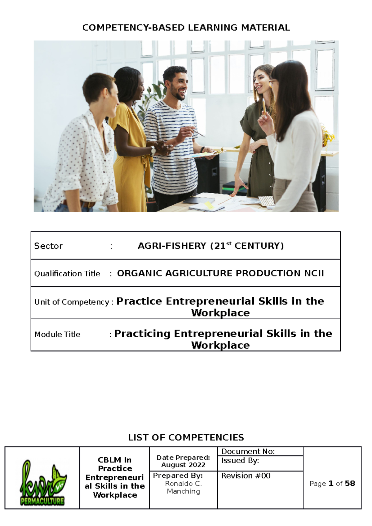 UC9 Entrepreneural Skills - COMPETENCY-BASED LEARNING MATERIAL Sector ...