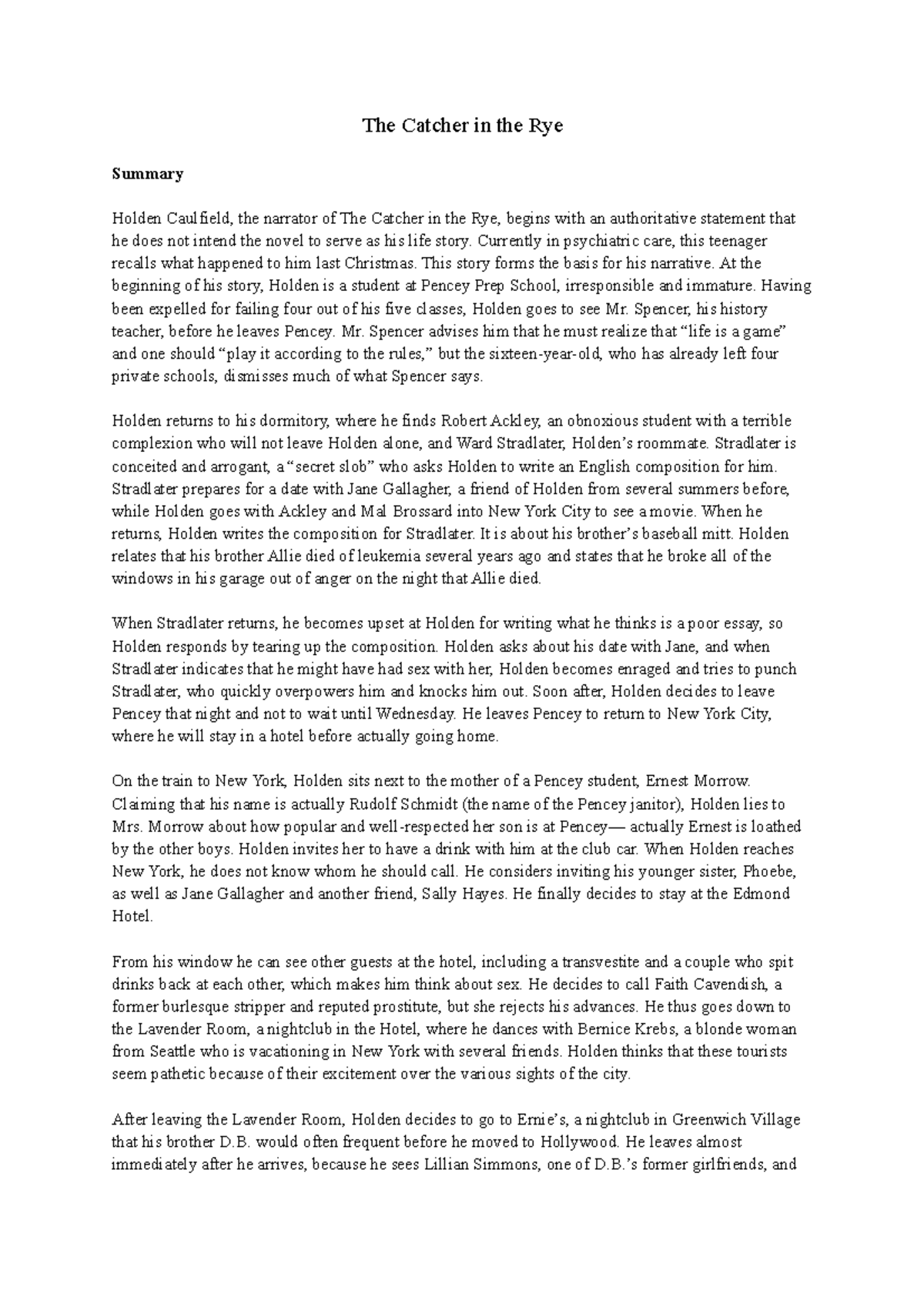 The Catcher in the Rye - Currently in psychiatric care, this teenager ...