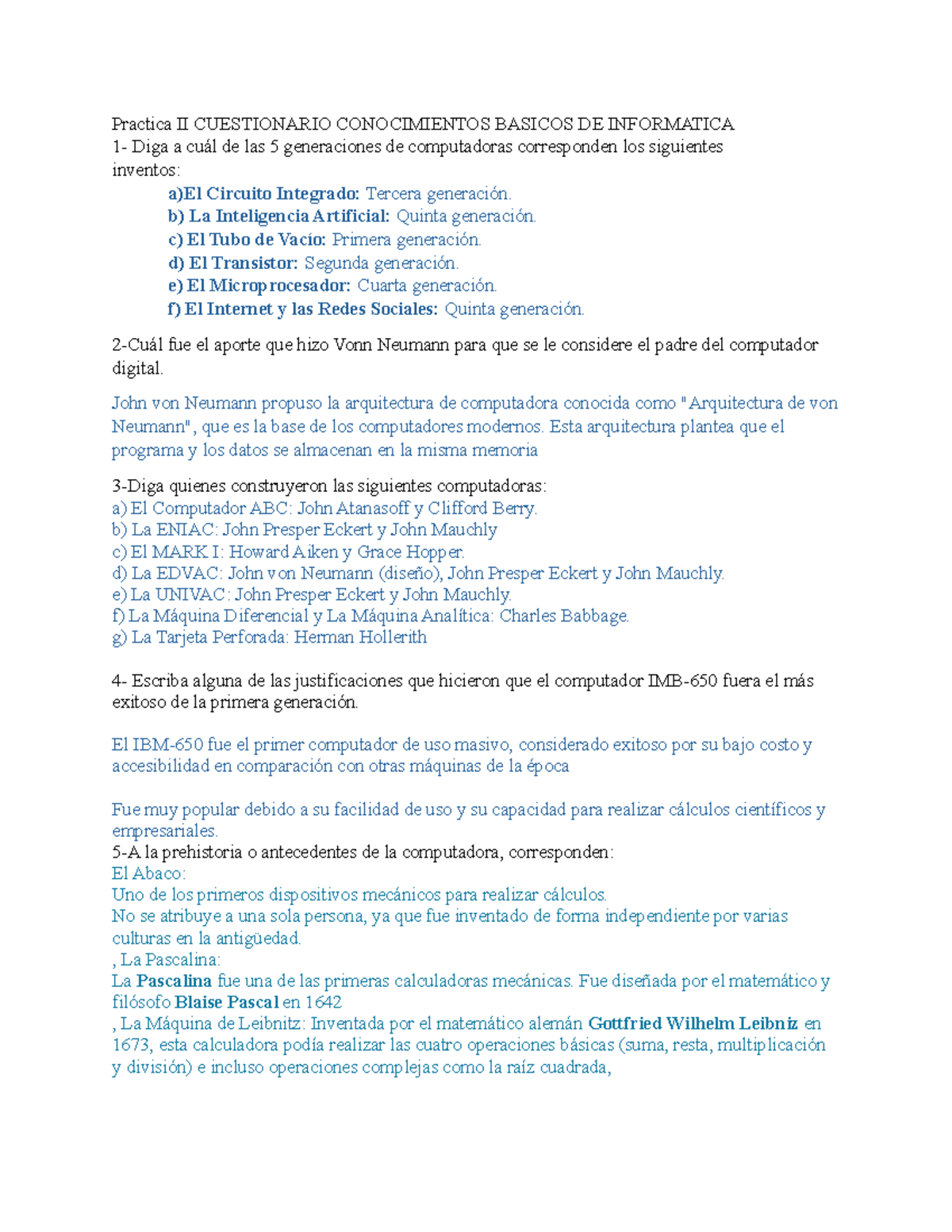 Practica II Cuestionario Conocimientos Basicos DE Informatica - Practica II CUESTIONARIO - Studocu