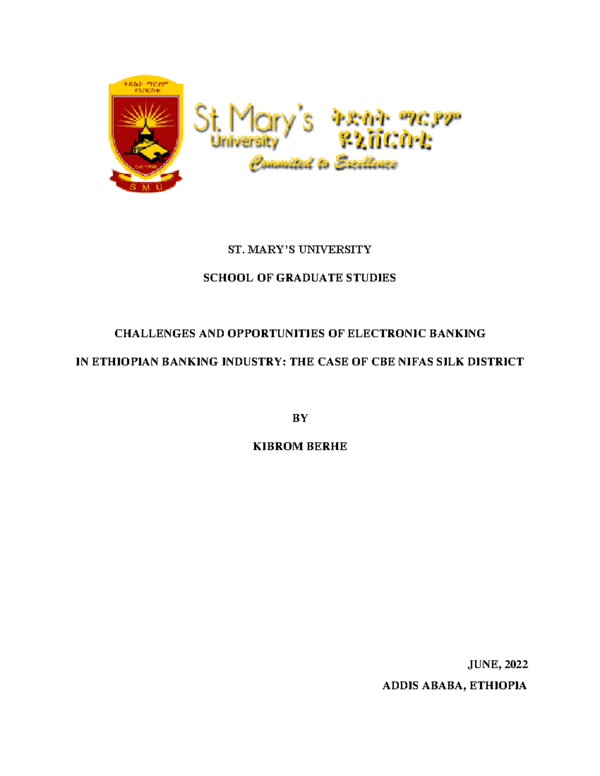 Kibrom Berhe - ST. MARY’S UNIVERSITY SCHOOL OF GRADUATE STUDIES ...