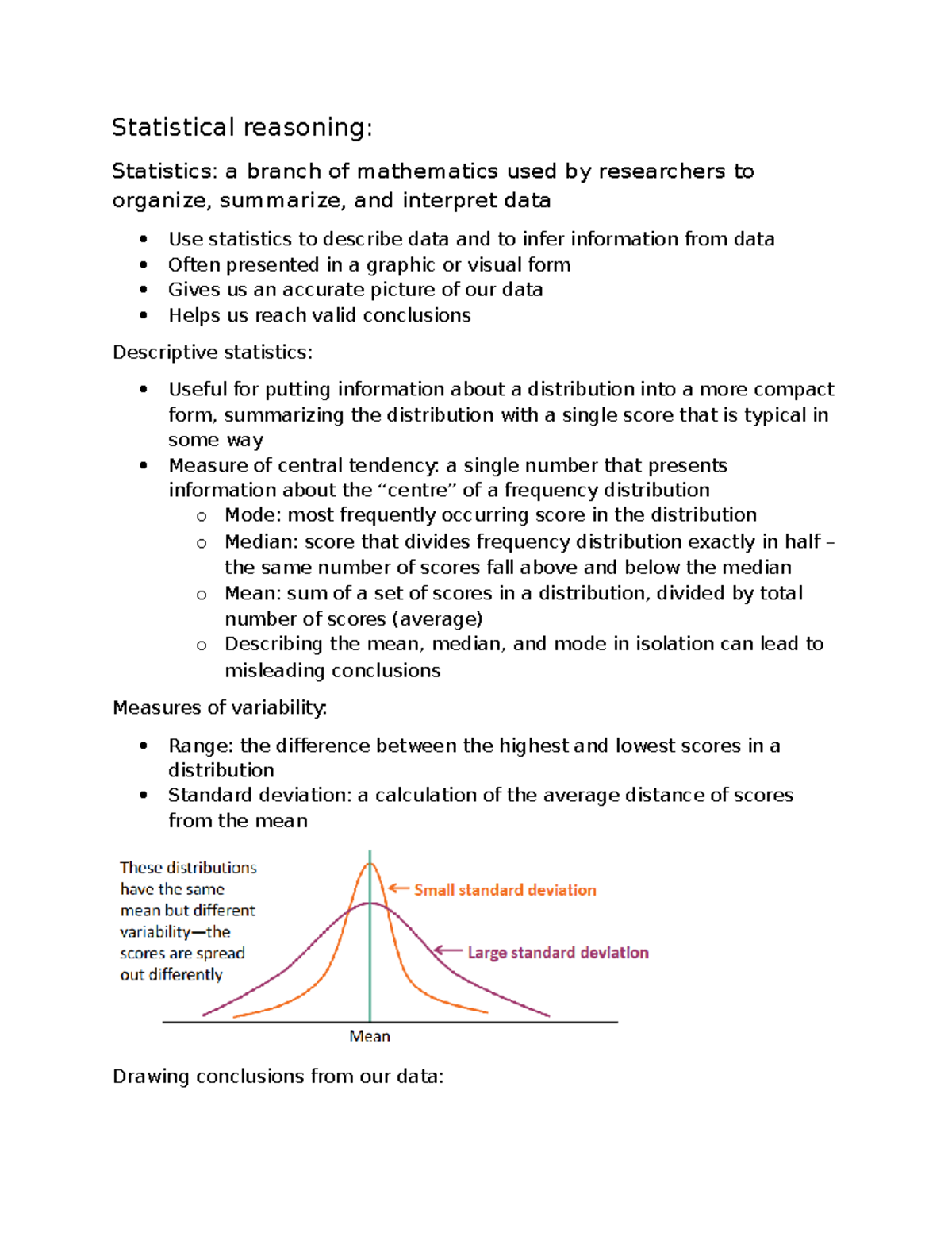 Statistical reasoning - psych 100A - Statistical reasoning: Statistics ...