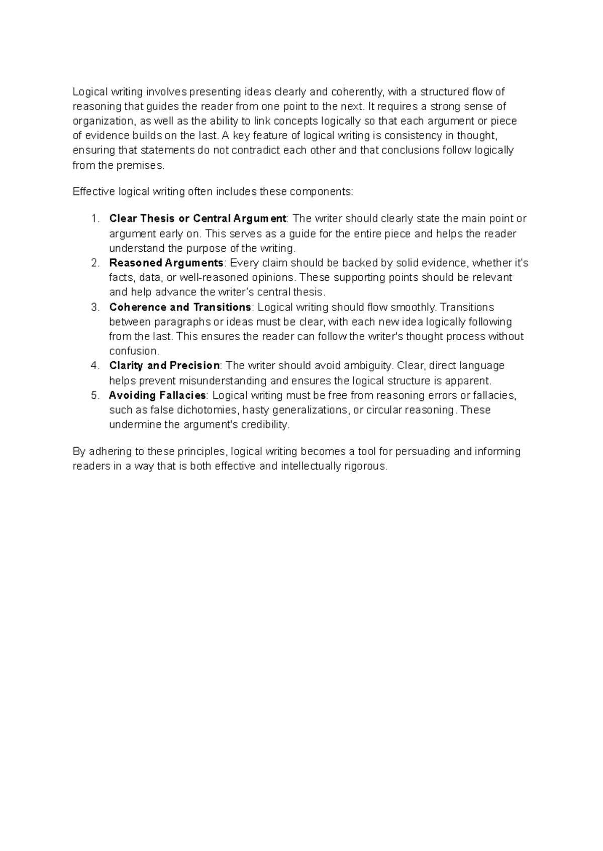 Doc 2 - some ai tips - Logical writing involves presenting ideas ...