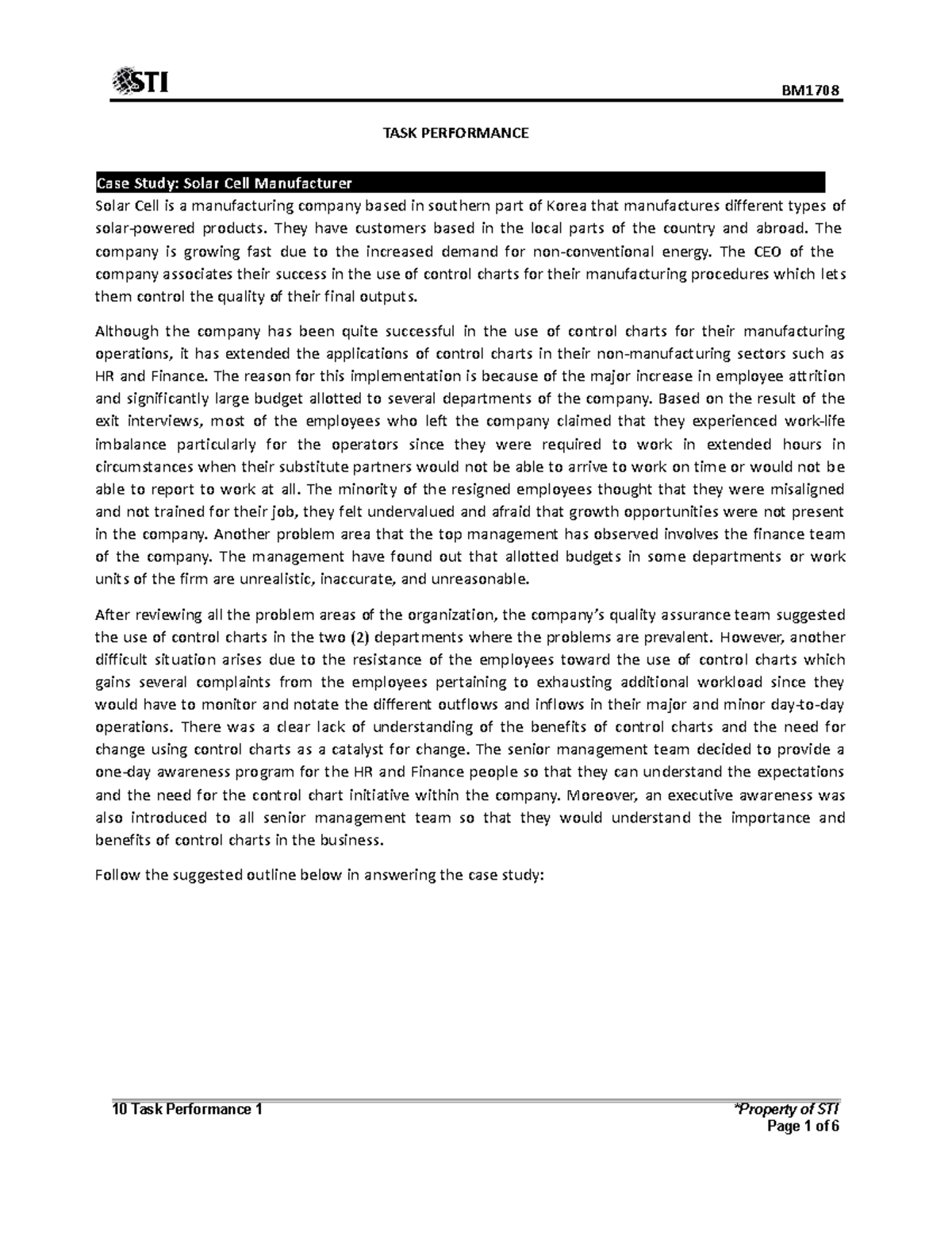 Balinas Sardual 10 Task Performance 1(TQM) - TASK PERFORMANCE Case Study: Solar Cell ...
