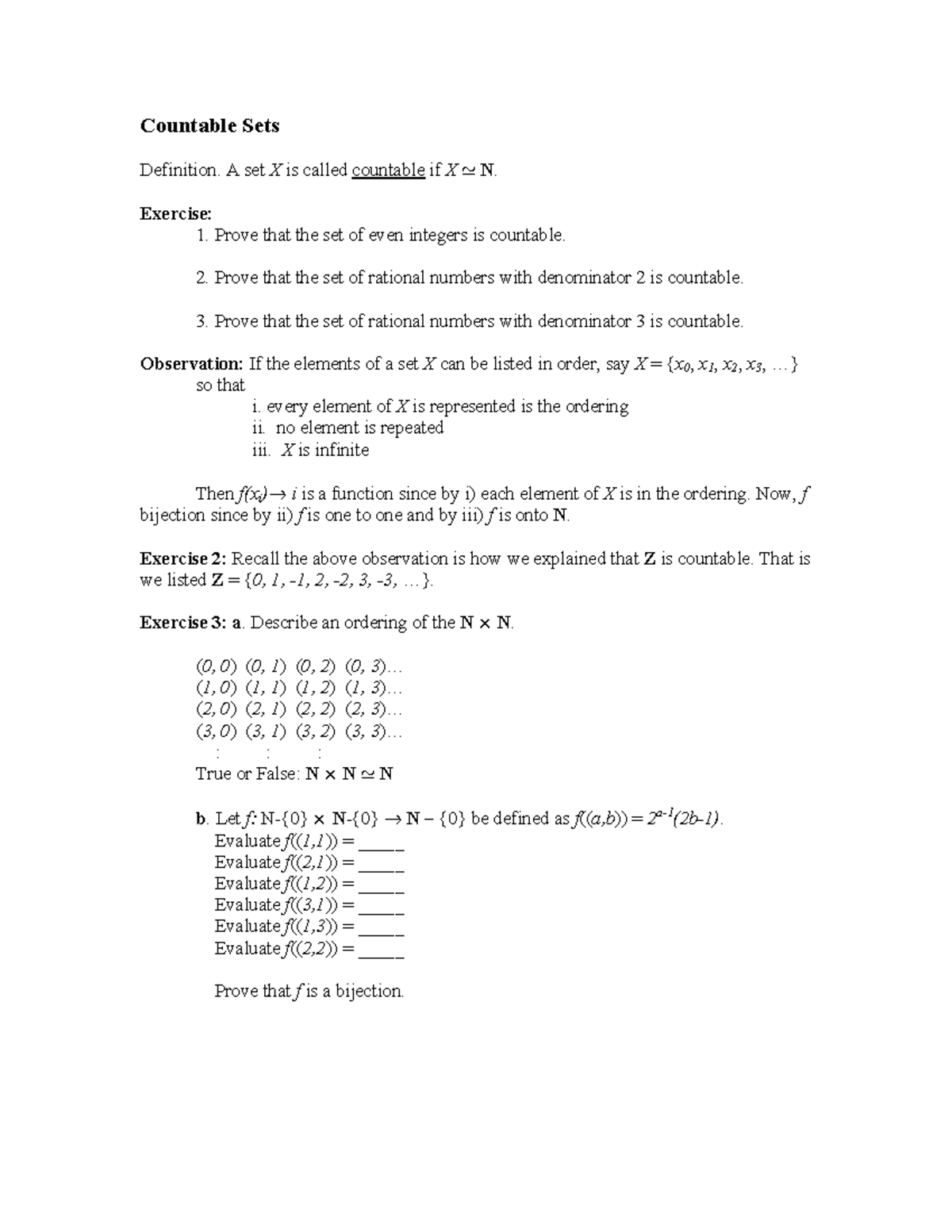 Countable Sets - - Studocu