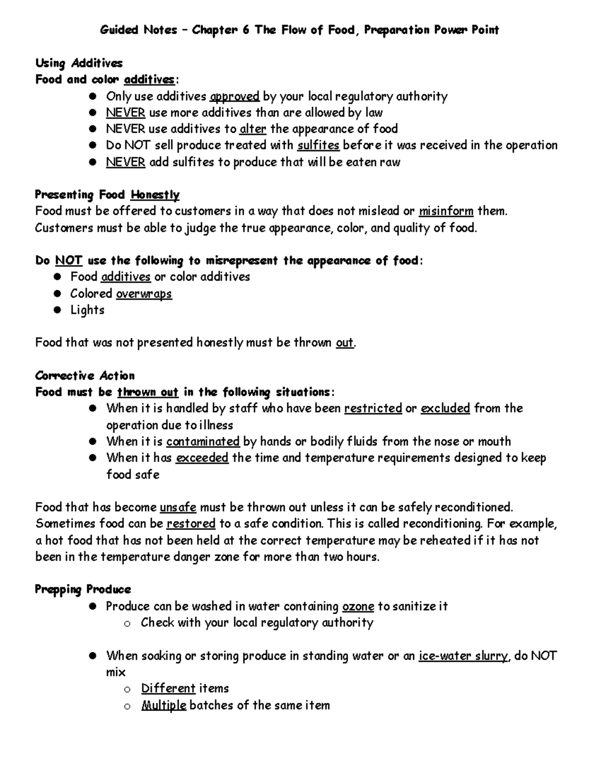 Guided notes chapter 6 - flow of food preparation answer key - Guided ...