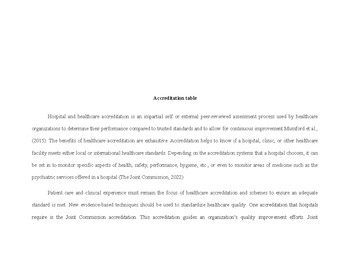 Accreditation Table 1 - I hope this helps another student ...