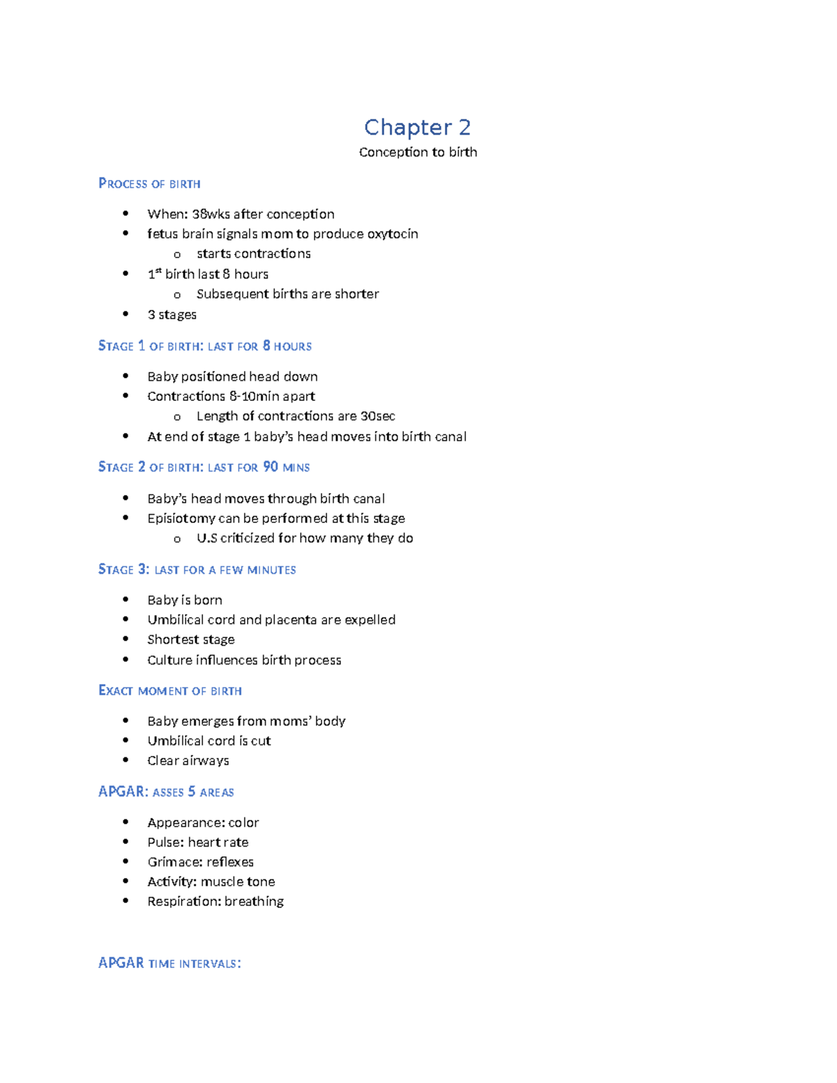 Chapter 2 conception to birth - Chapter 2 Conception to birth PROCESS ...