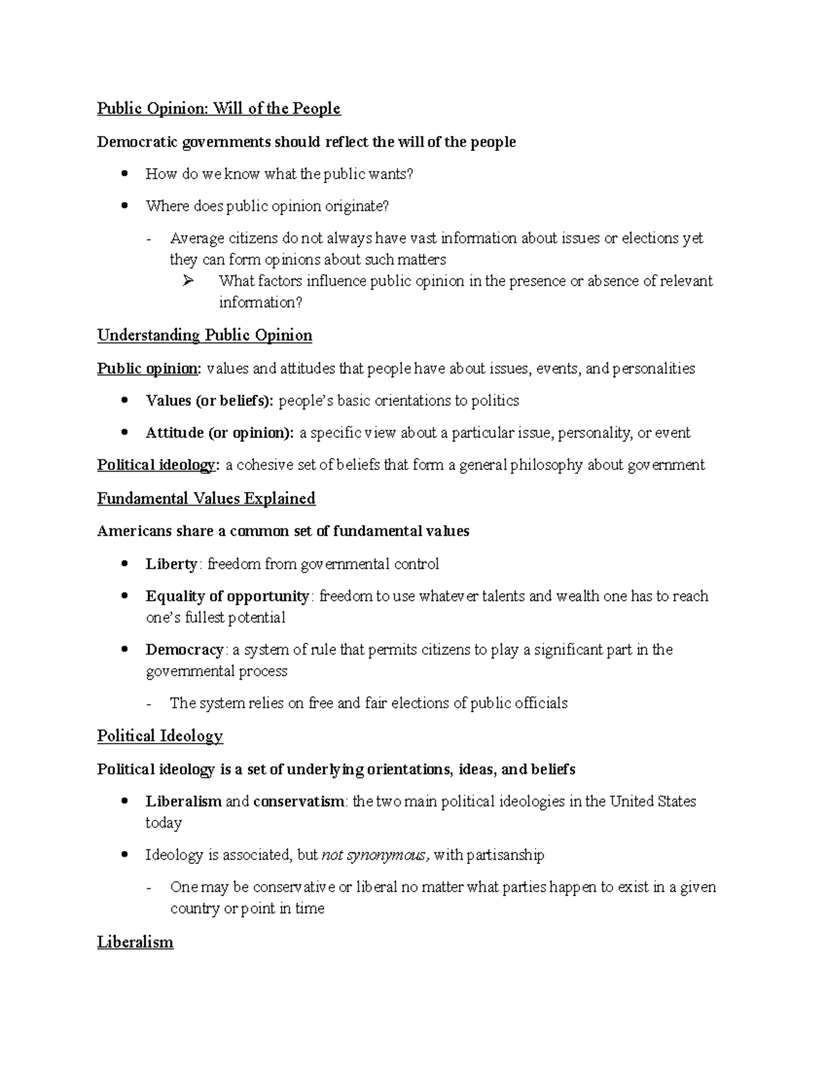 American Gov Chapter 6 Part A - Public Opinion: Will of the People ...