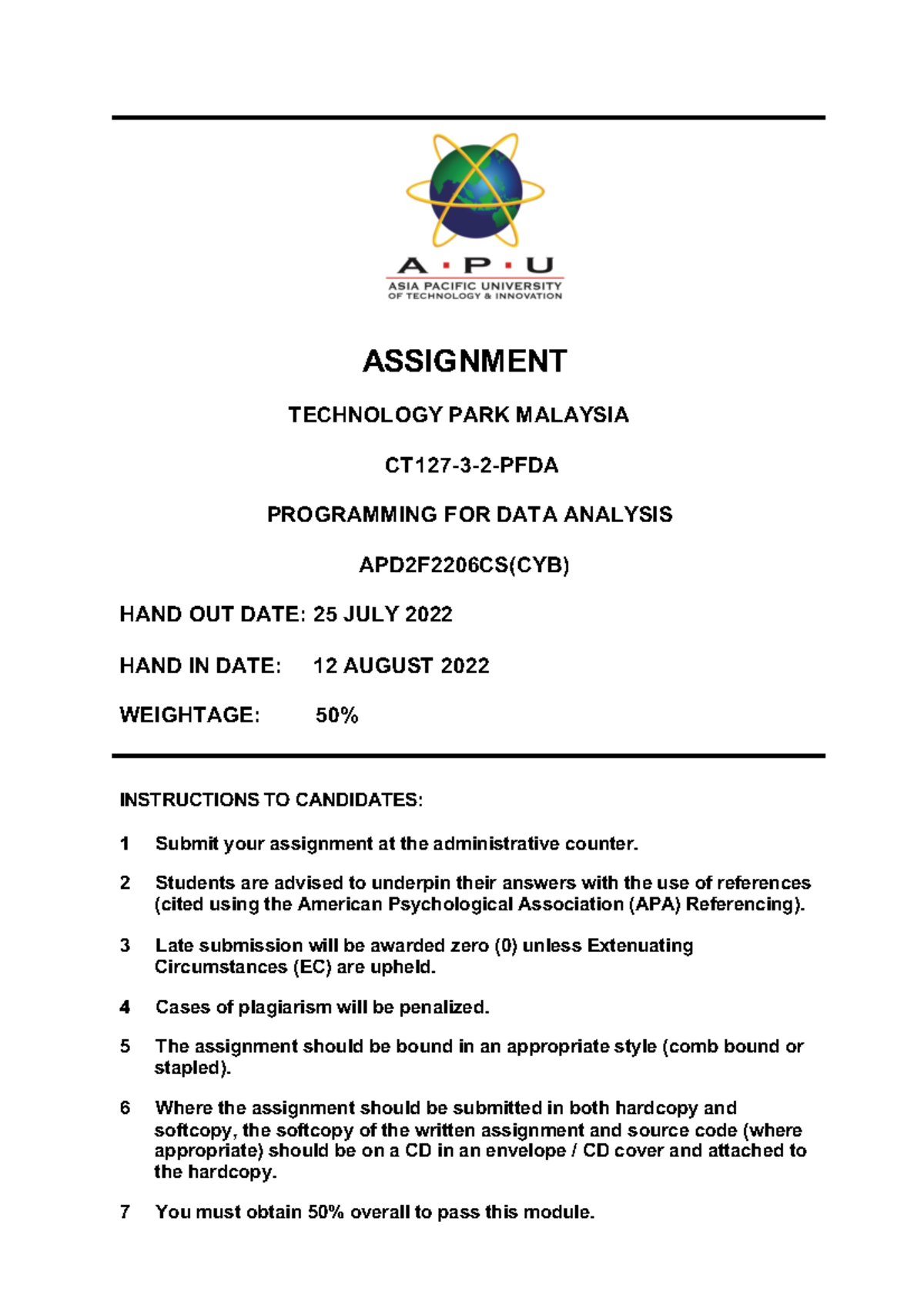 PDFA Assignment Documentation - ASSIGNMENT TECHNOLOGY PARK MALAYSIA CT127-3-2-PFDA PROGRAMMING ...