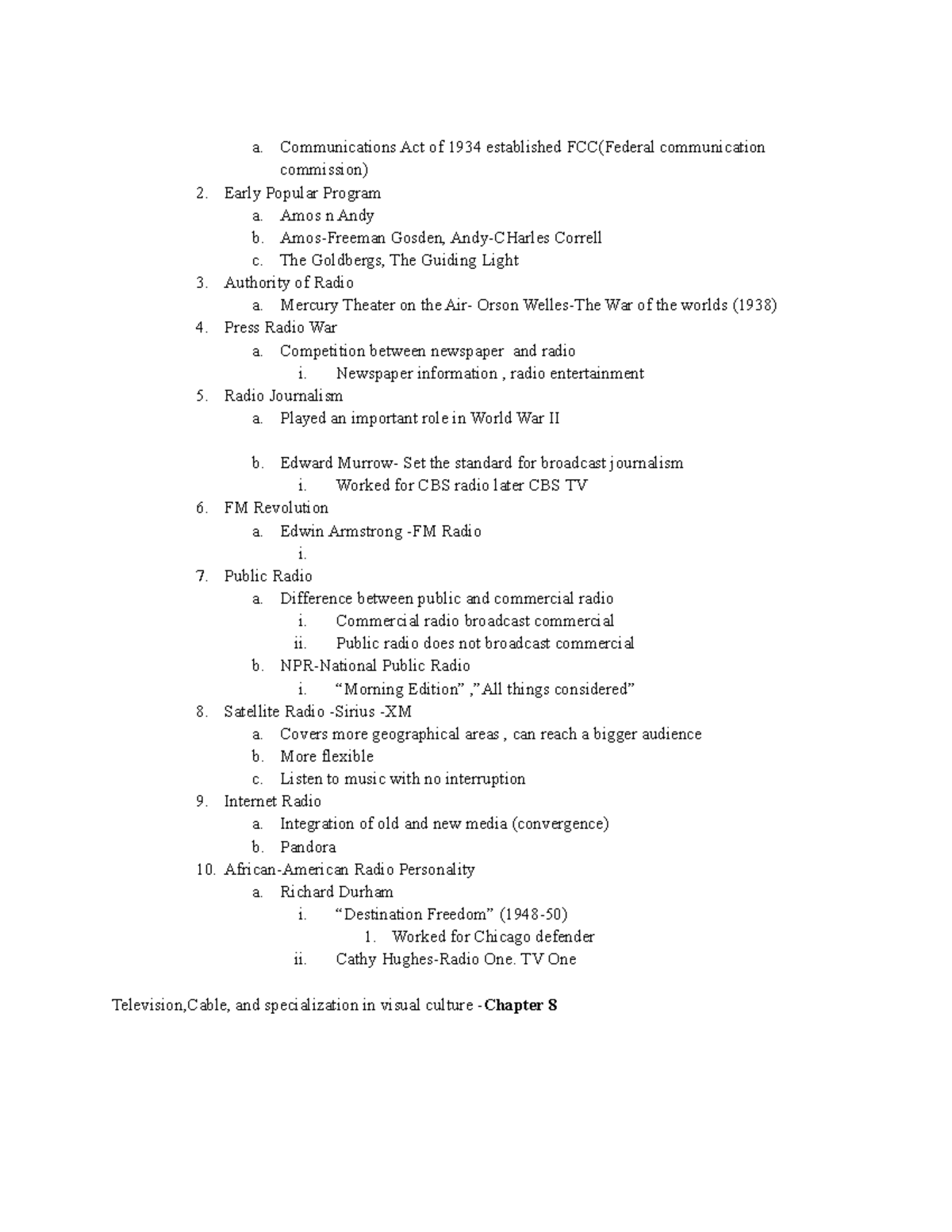 Untitled document - notes - a. Communications Act of 1934 established ...