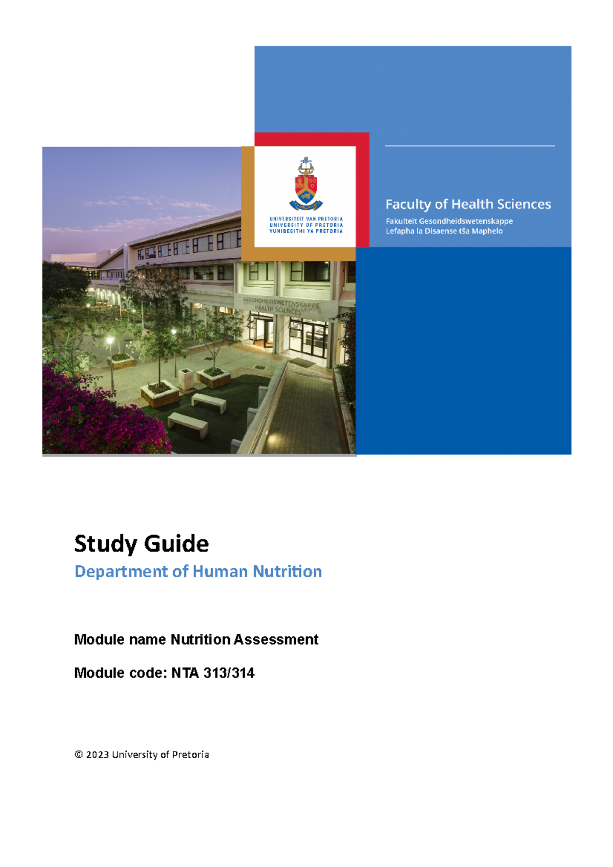 NTA Study Guide 16 March 2023 V 2 - Study Guide Department of Human Nutrition Module name ...