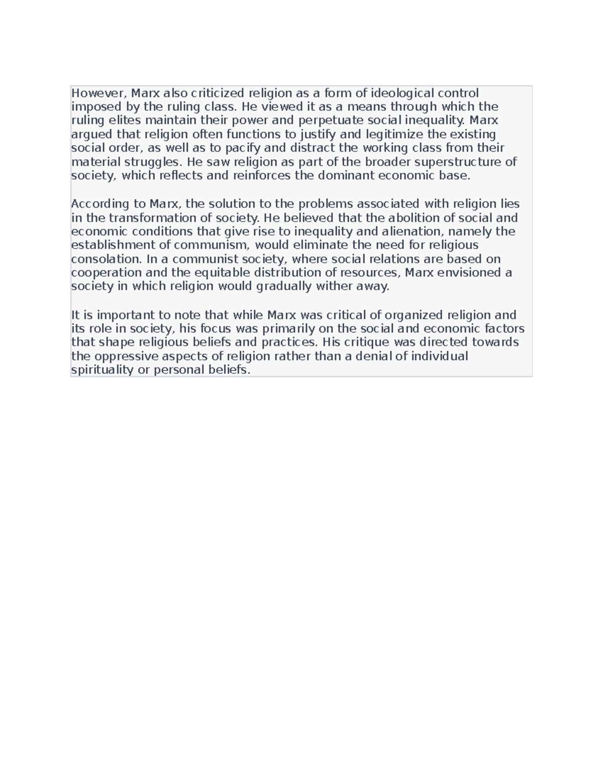 Marx 2 - Maxist material - However, Marx also criticized religion as a ...