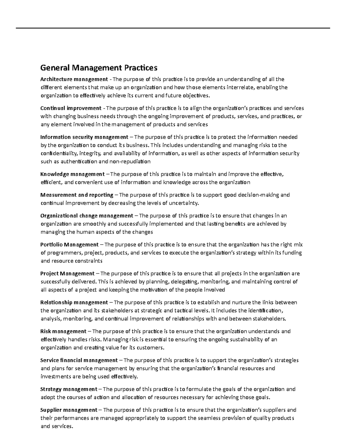 General Management Practices - General Management Practices ...