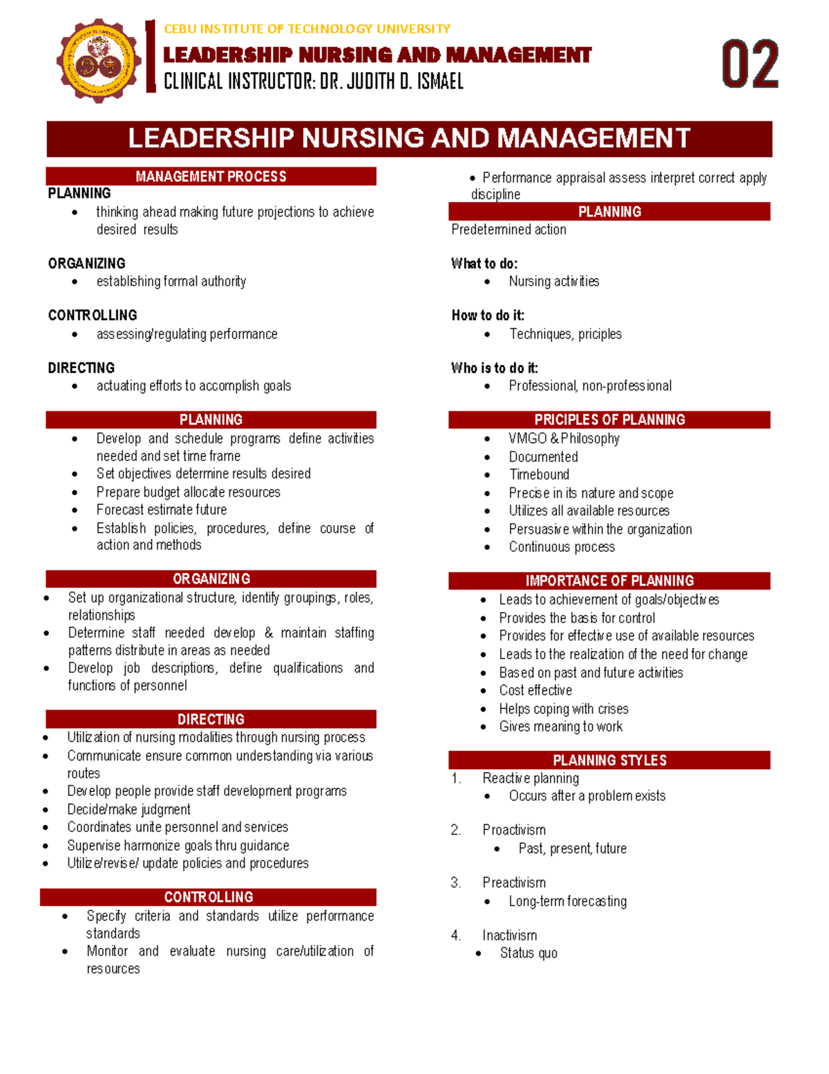 Chapter-2- Planning - LEADERSHIP NURSING AND MANAGEMENT CLINICAL ...