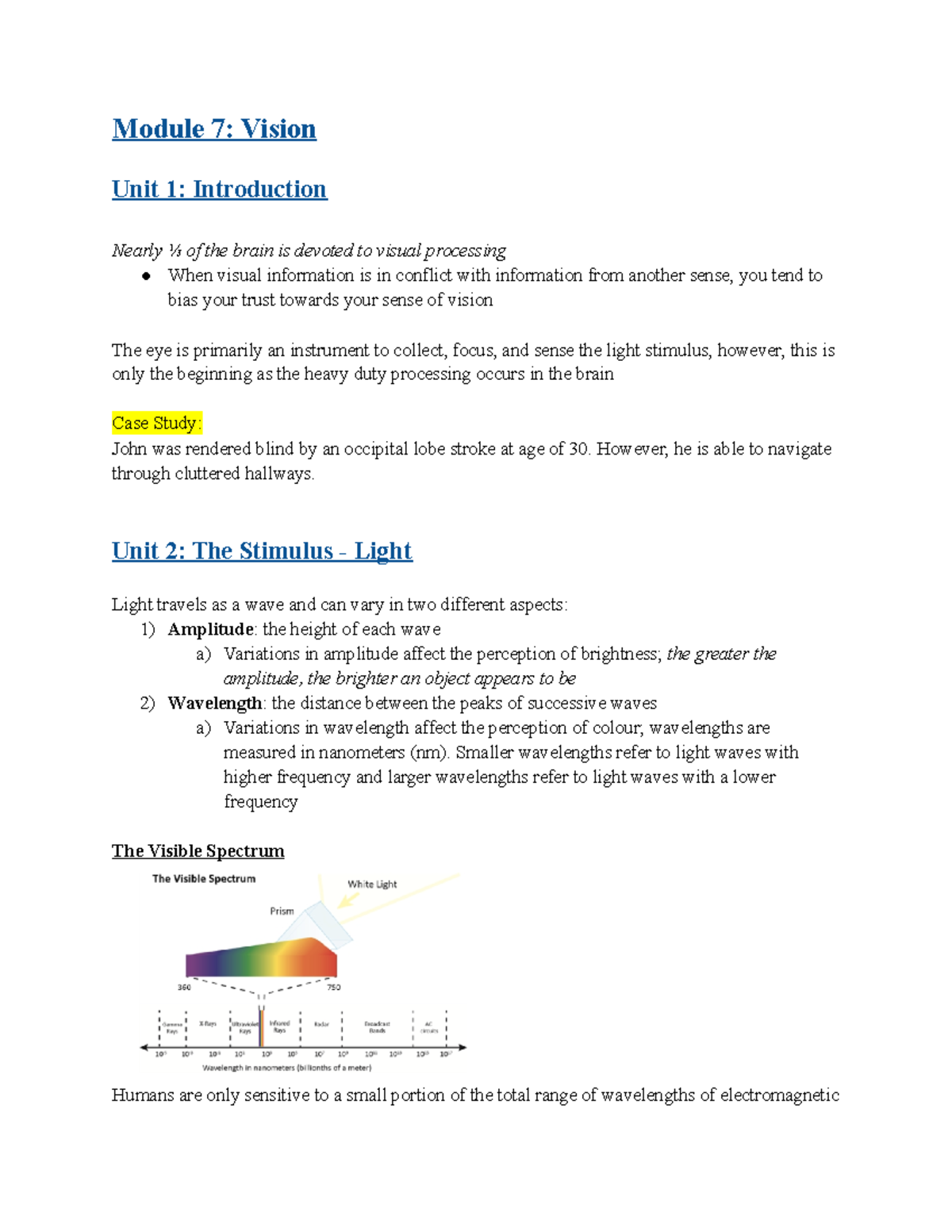 Lecture 7 Module 7 Notes - Vision & Light - Module 7: Vision Unit 1 ...
