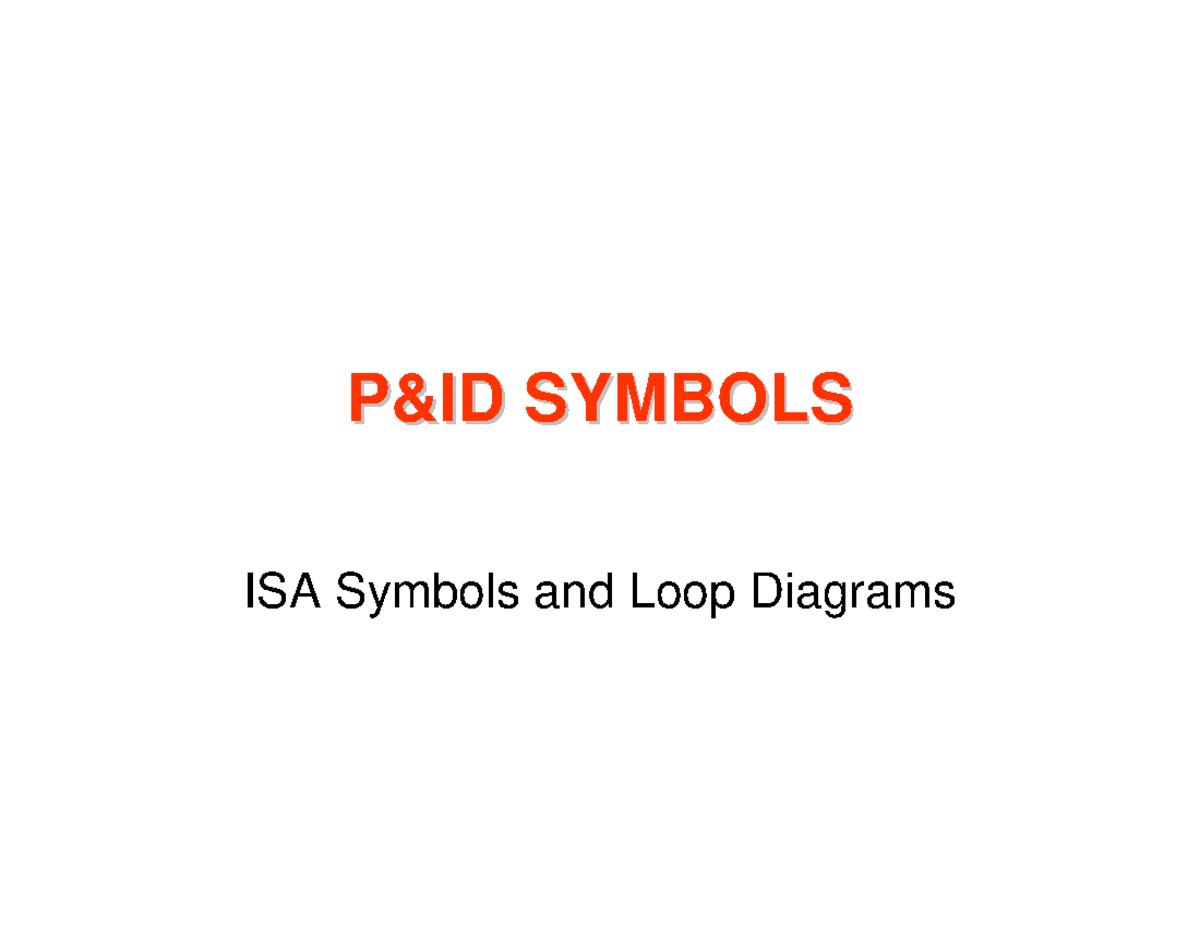 P and ID Symbols P and ID Symbols ISA Sy - P&ID SYMBOLS ISA Symbols and ...
