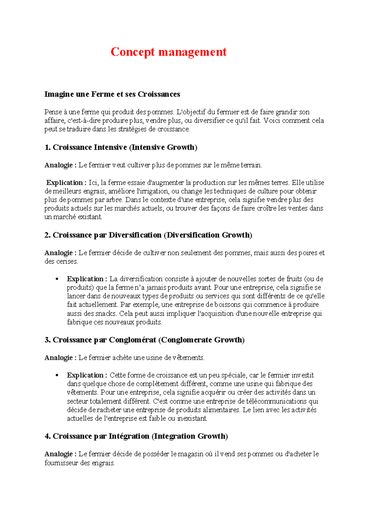 Concept management - cours - Concept management Imagine une Ferme et ...