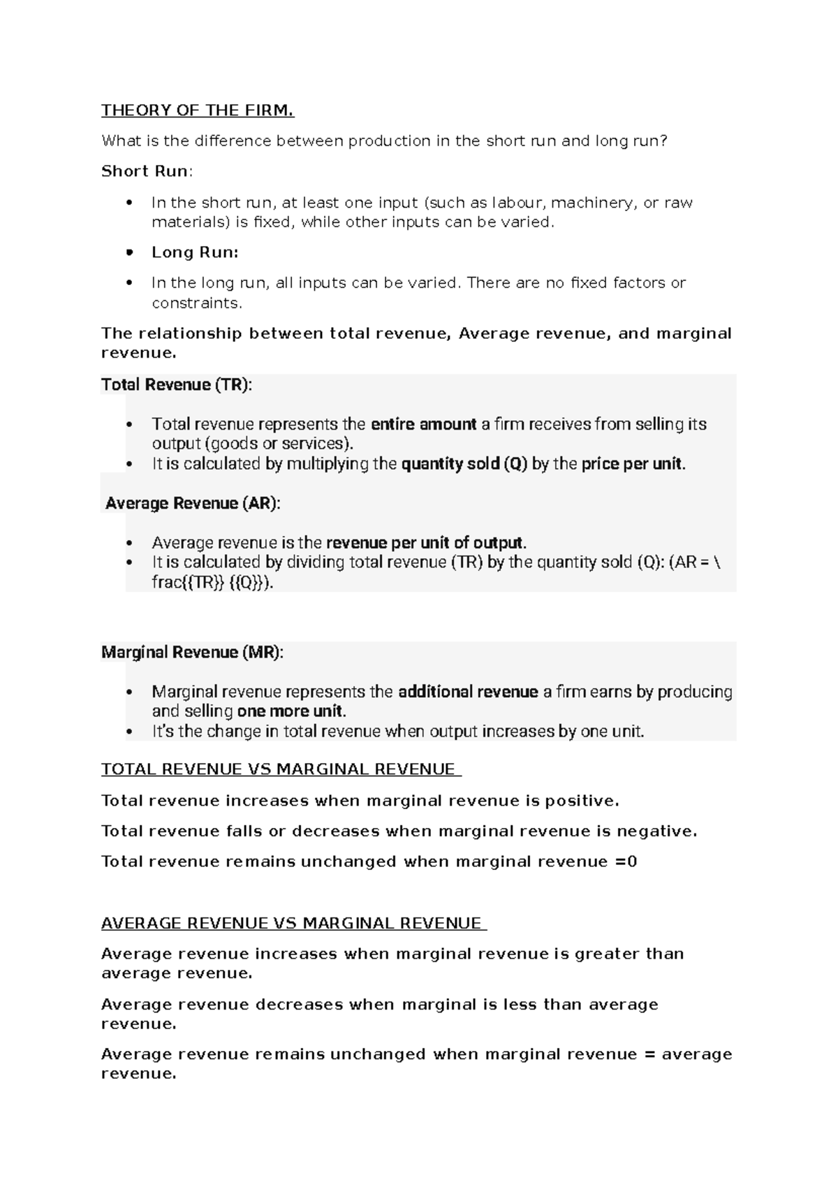 Theory of the firm - Summary Economics for South African Students ...