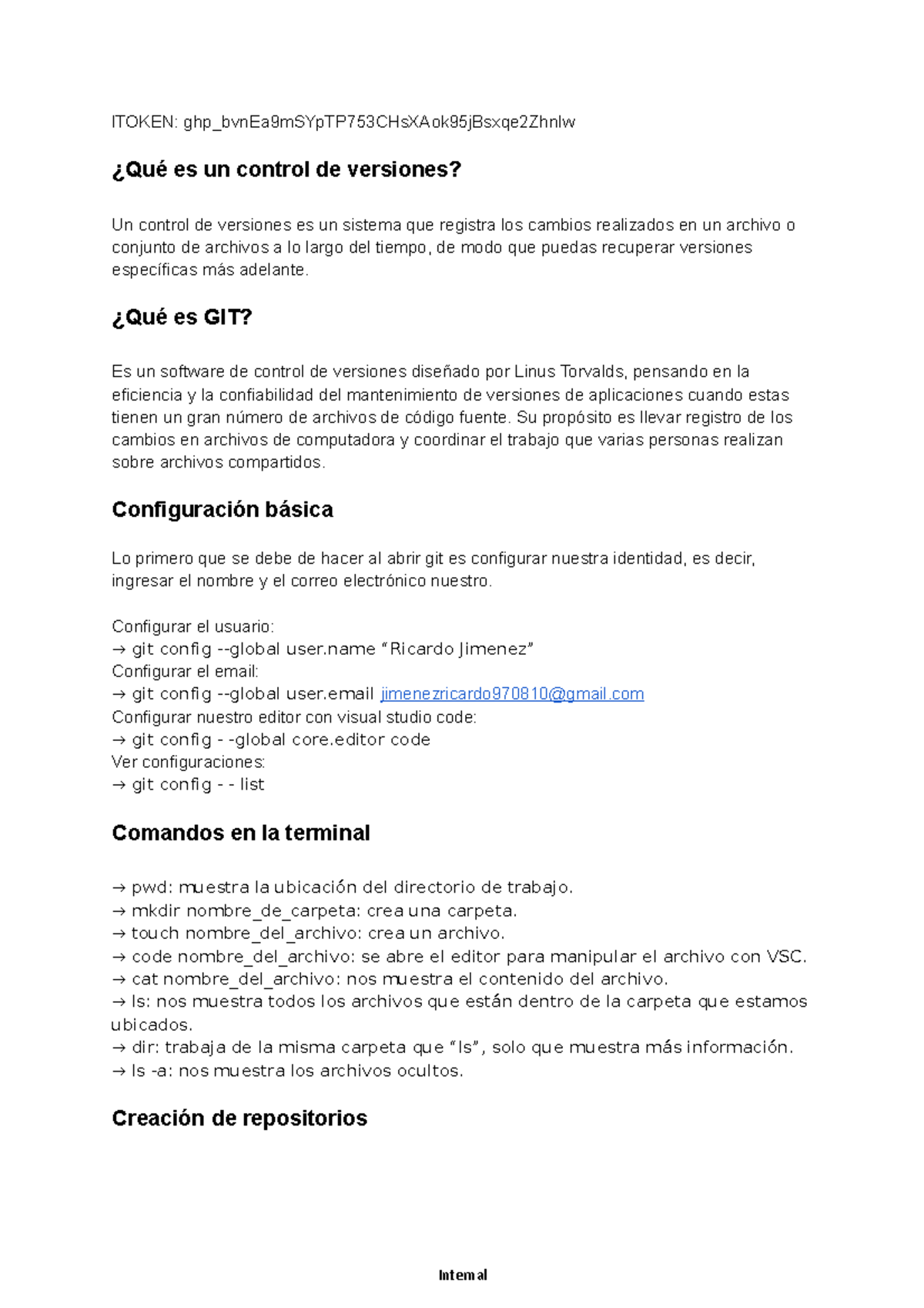 Curso GIT - lTOKEN: 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 ¿Qué es un ...