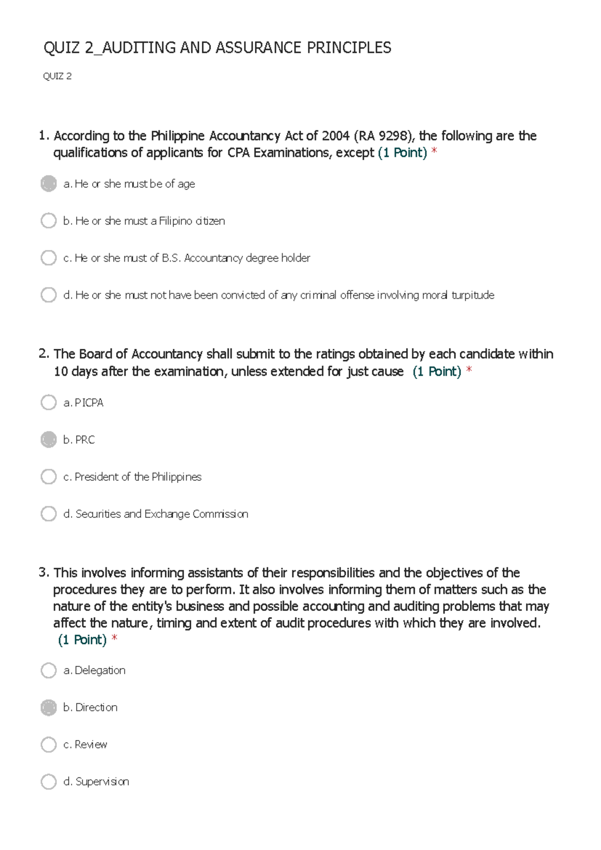 Quiz 2 aud theo - Audit - QUIZ 2_AUDITING AND ASSURANCE PRINCIPLES QUIZ ...
