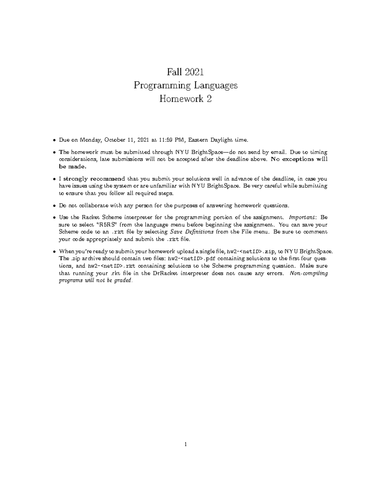 Hw2 csci-ga2110 Programming Languages - CSCI-GA.2110 - NYU - Studocu