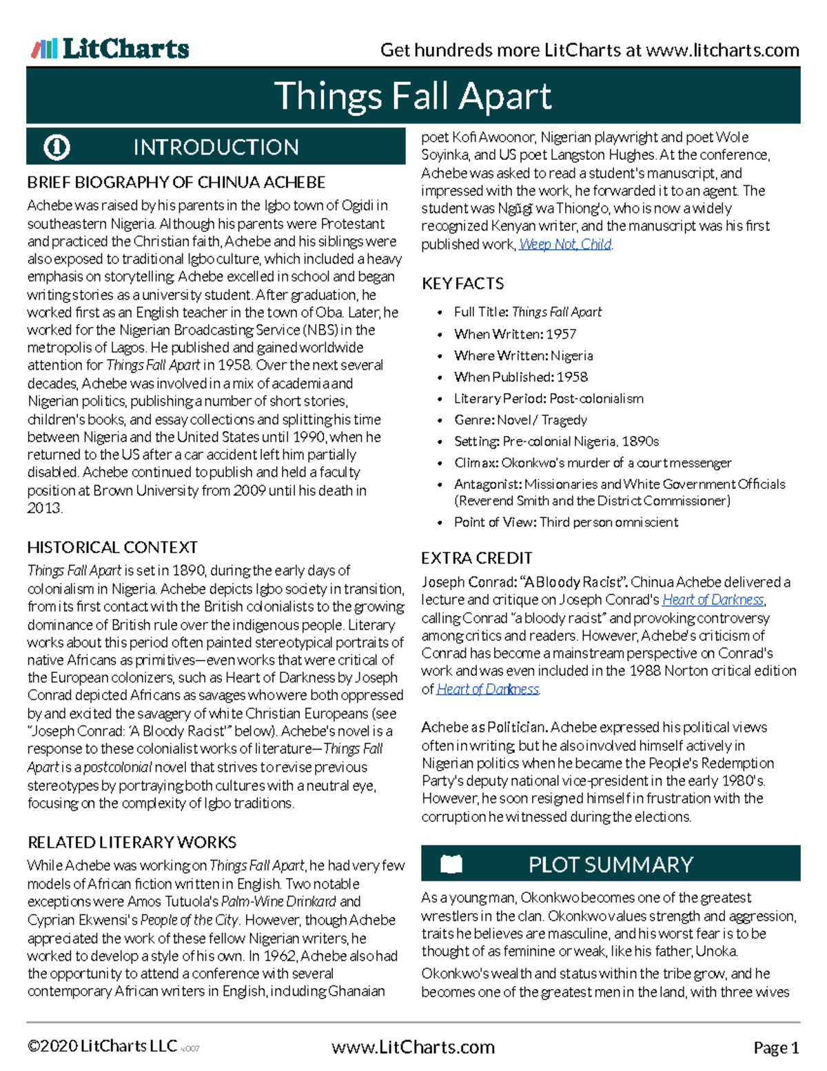 Things Fall Apart - Chinua Achebe - Litcharts - Things Fall Apart BRIEF ...