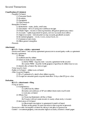 Sec Trans Exam Approach Sheet 1 - Secured Transactions General Approach ...