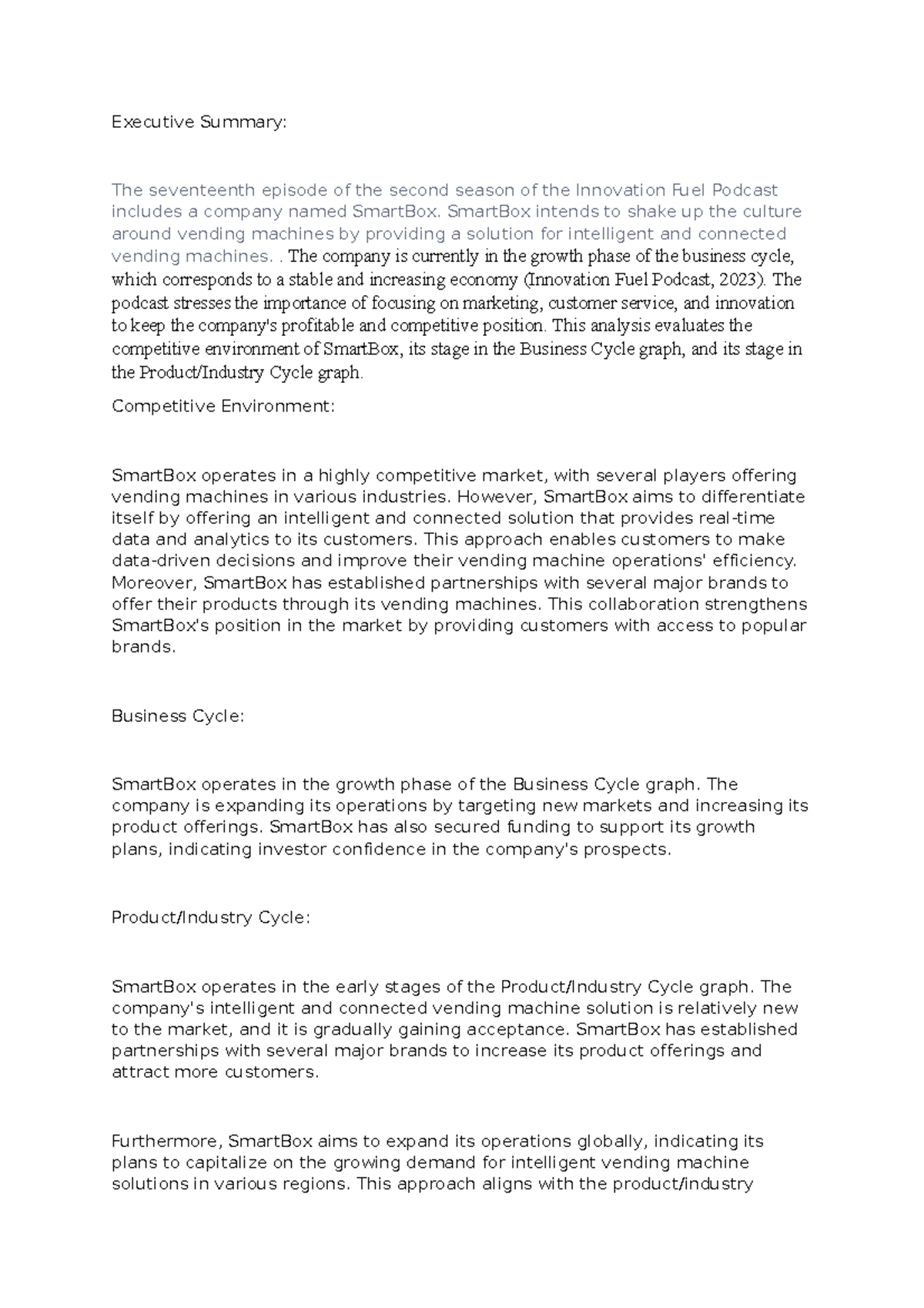 Executive Summary - busi - Business information technology - JKUAT ...