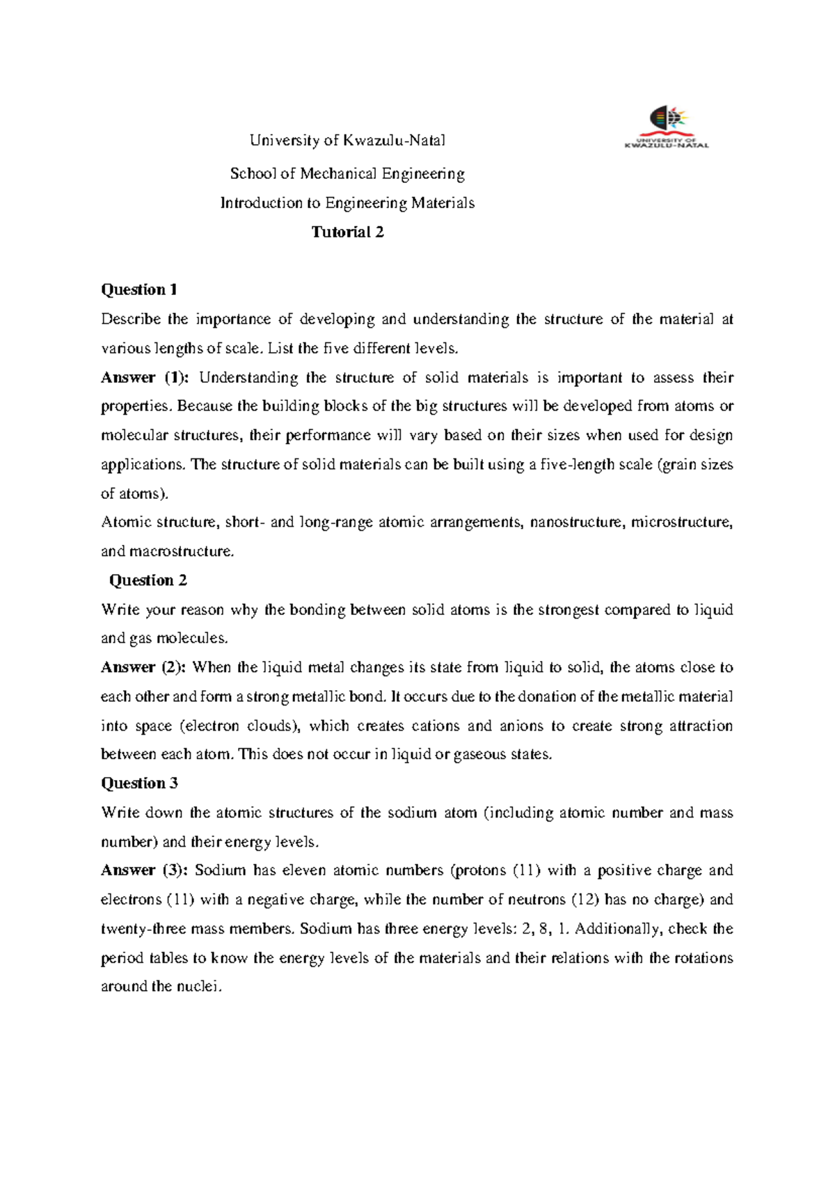 Tutorial 2 (Answer) eng intro - University of Kwazulu-Natal School of ...