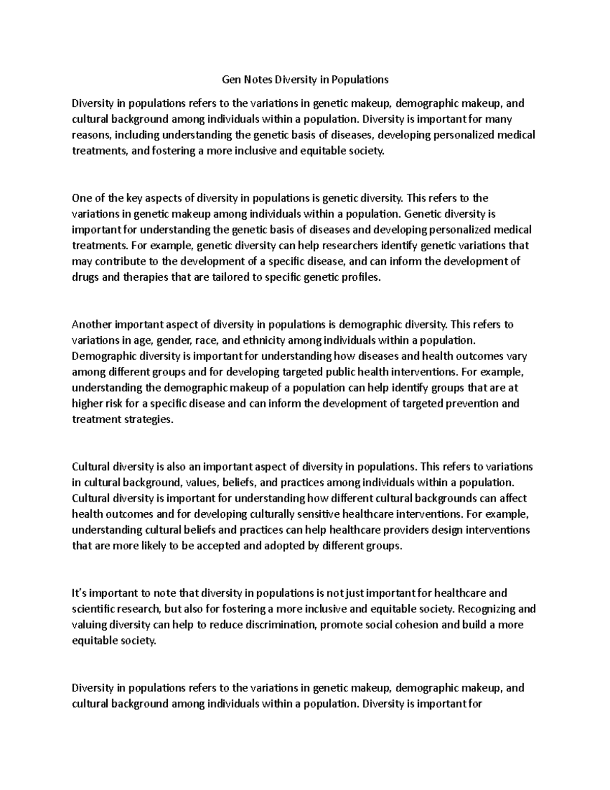 Gen Notes Diversity in Populations - Gen Notes Diversity in Populations ...