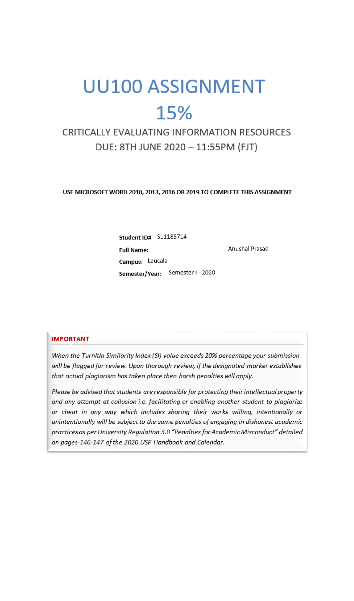 UU100 final assignement 2021 - ICT - USP - Studocu