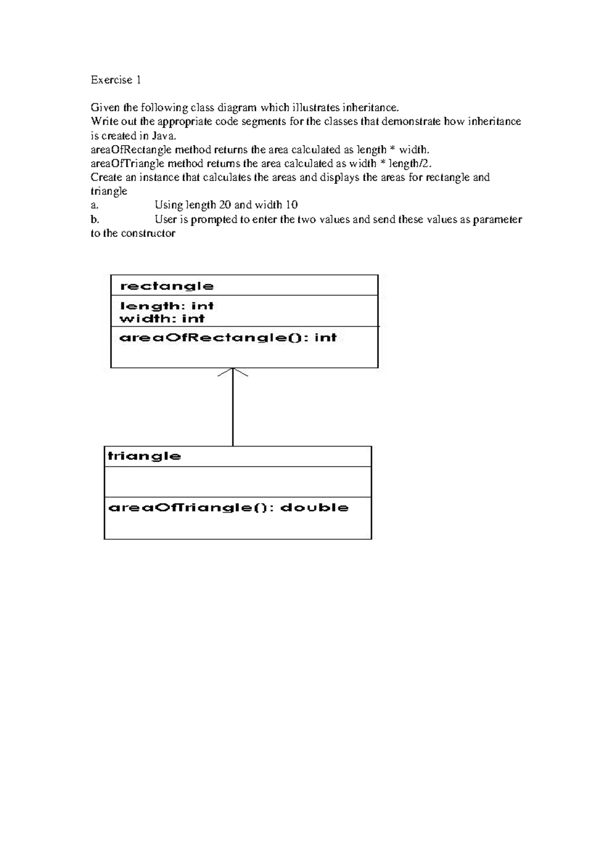 4exercise 1 Question Only Exercise 1 Given The Following Class Diagram Which Illustrates