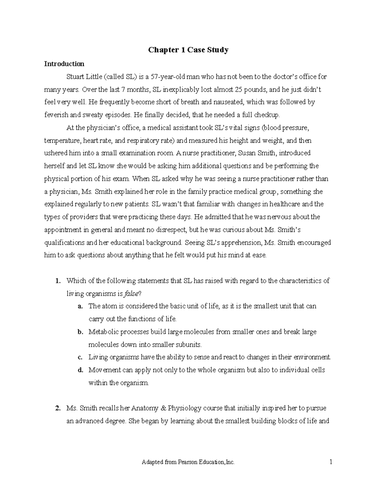 Chapter 1 Case Study - Chapter 1 Case Study Introduction Stuart Little ...