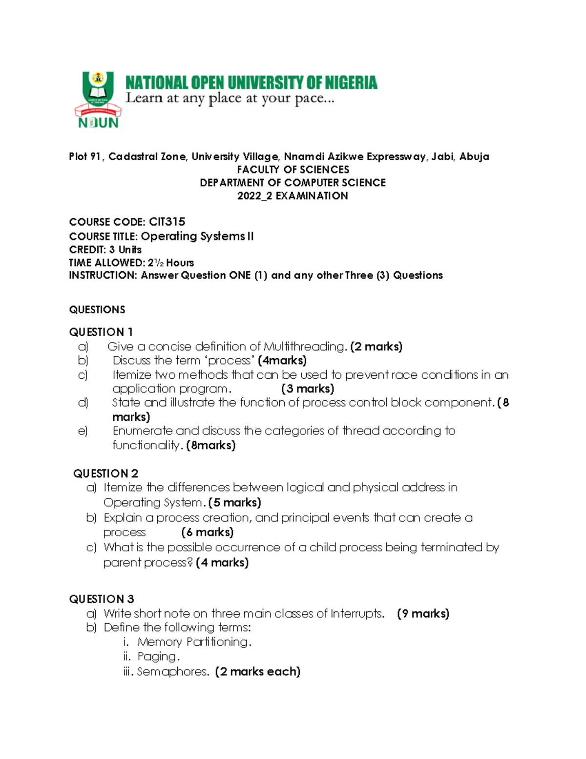 CIT315-2022-2 - Plot 91, Cadastral Zone, University Village, Nnamdi ...