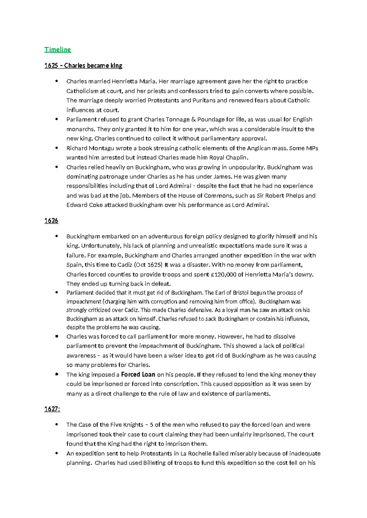 Charles I timeline 1625-40 - Timeline 1625 – Charles became king ...