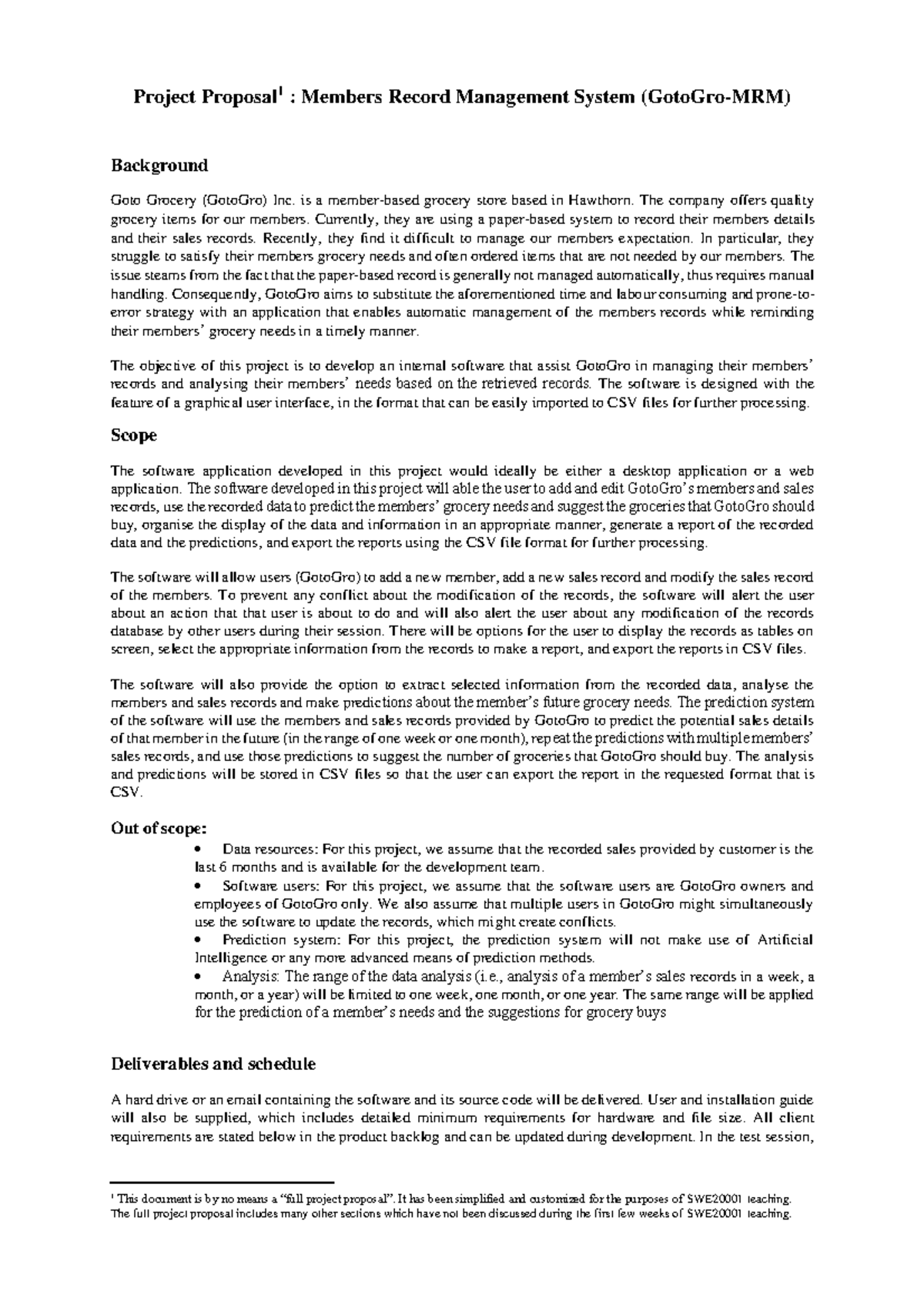 01 R Product Backlog Template - Project Proposal 1 : Members Record ...