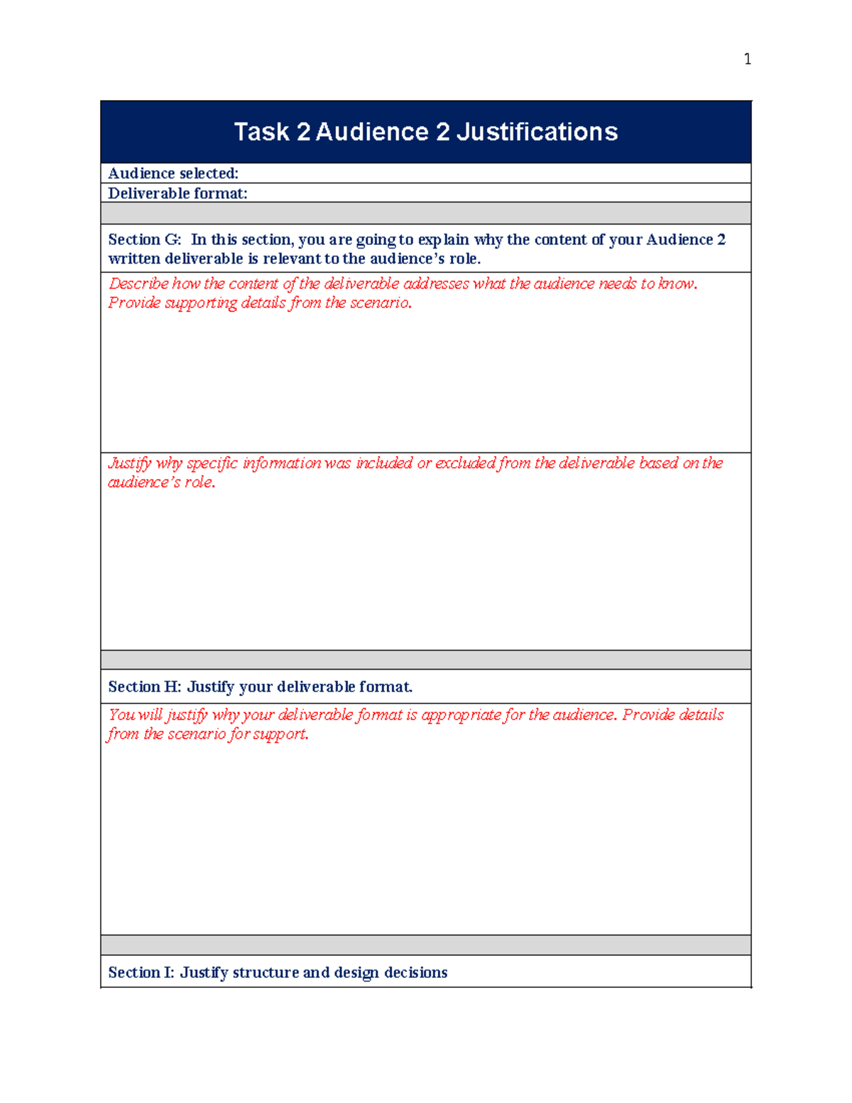 Task 2 Aud2 Jus Template - 1 Task 2 Audience 2 Justifications Audience ...
