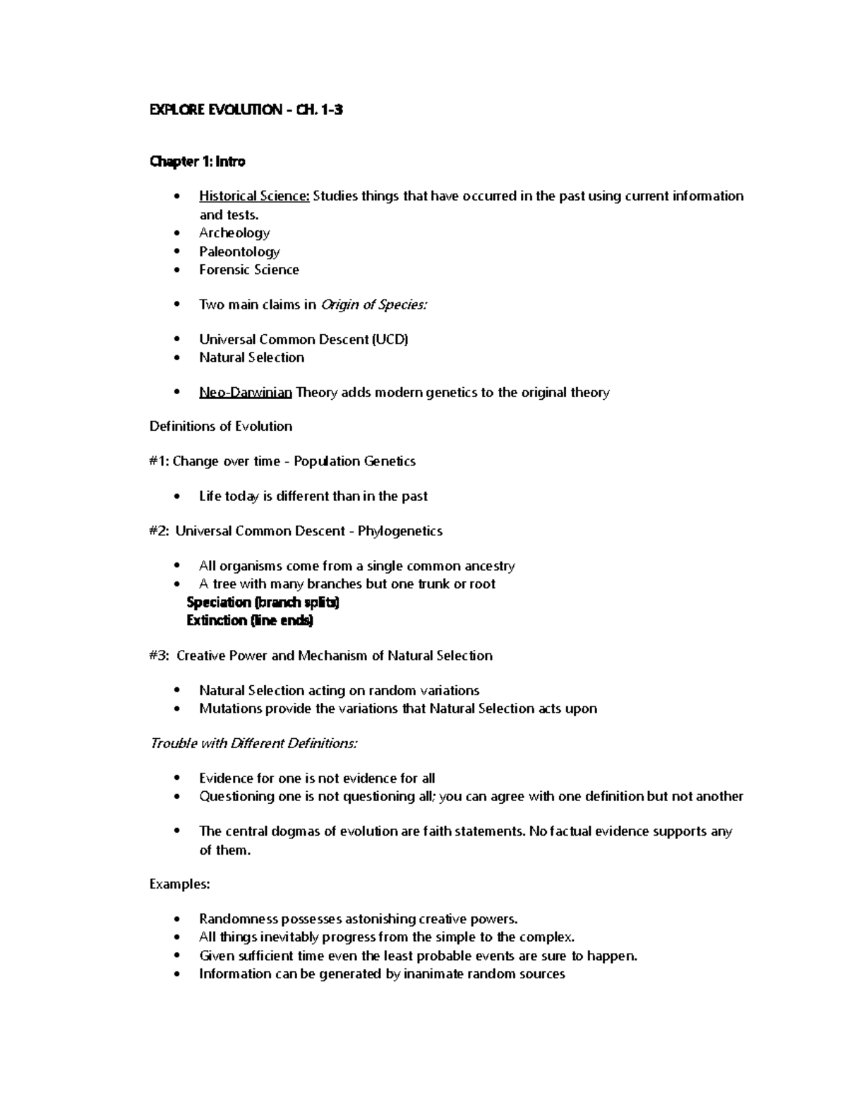 Explore Evolution 1-3 - EXPLORE EVOLUTION - CH. 1 - 3 Chapter 1 : Intro ...