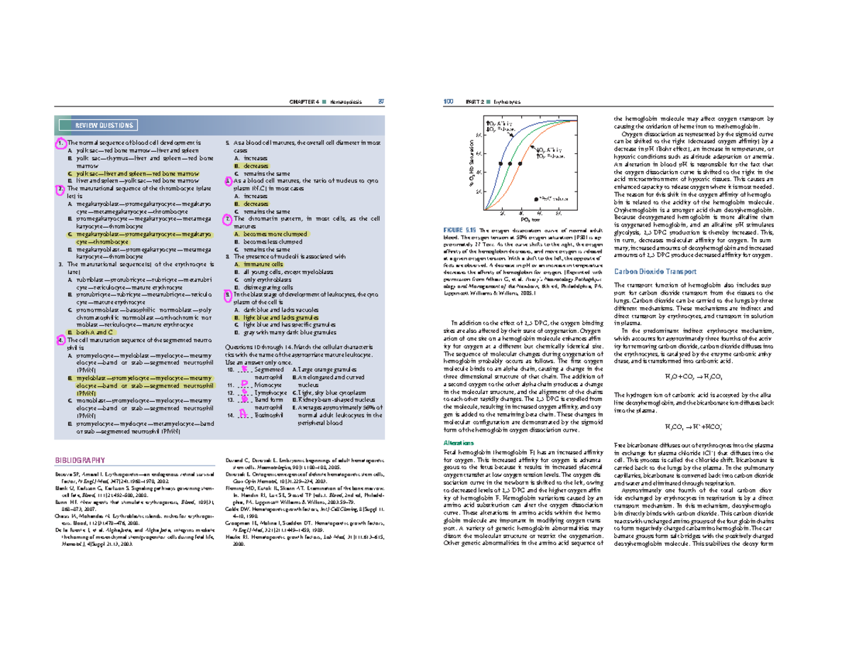Hema Turgeon Questions - CHAPTER 4 Hematopoiesis 87 REVIEW QUESTIONS ...