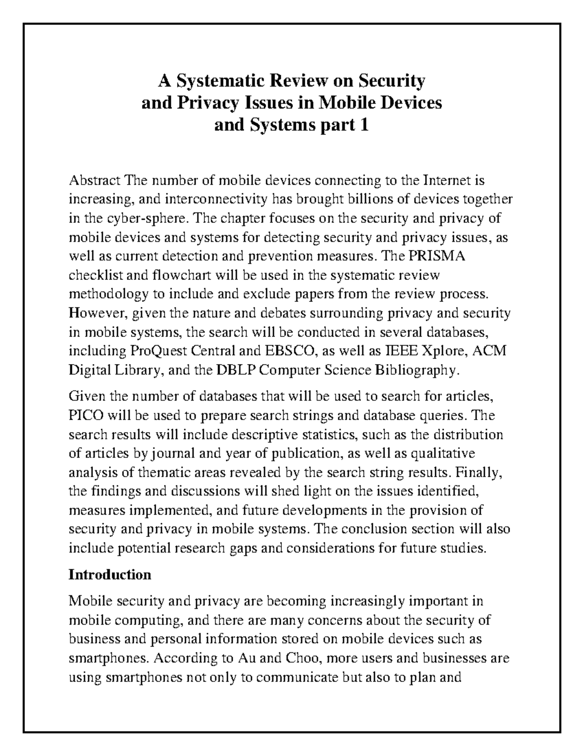 Privacy Issues in Mobile Devices part 1 - A Systematic Review on ...