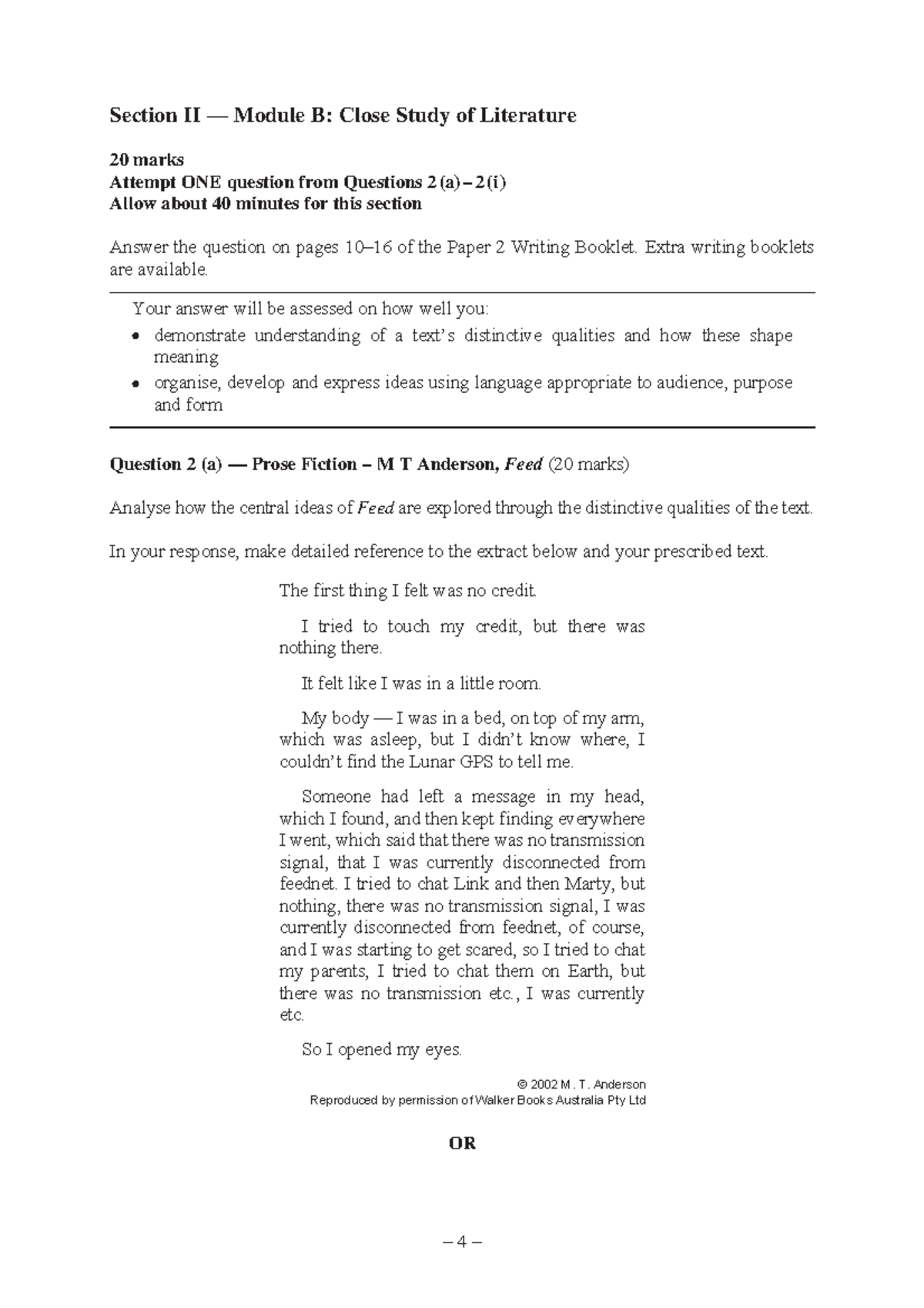 2022 HSC English Standard Paper 2 Section 2 (Texts Within) - Section II ...