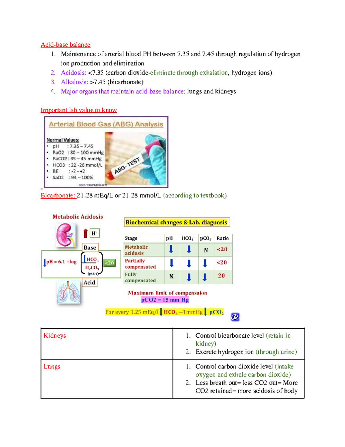 Acid-base balance - Maintenance of arterial blood PH between 7 and 7 ...