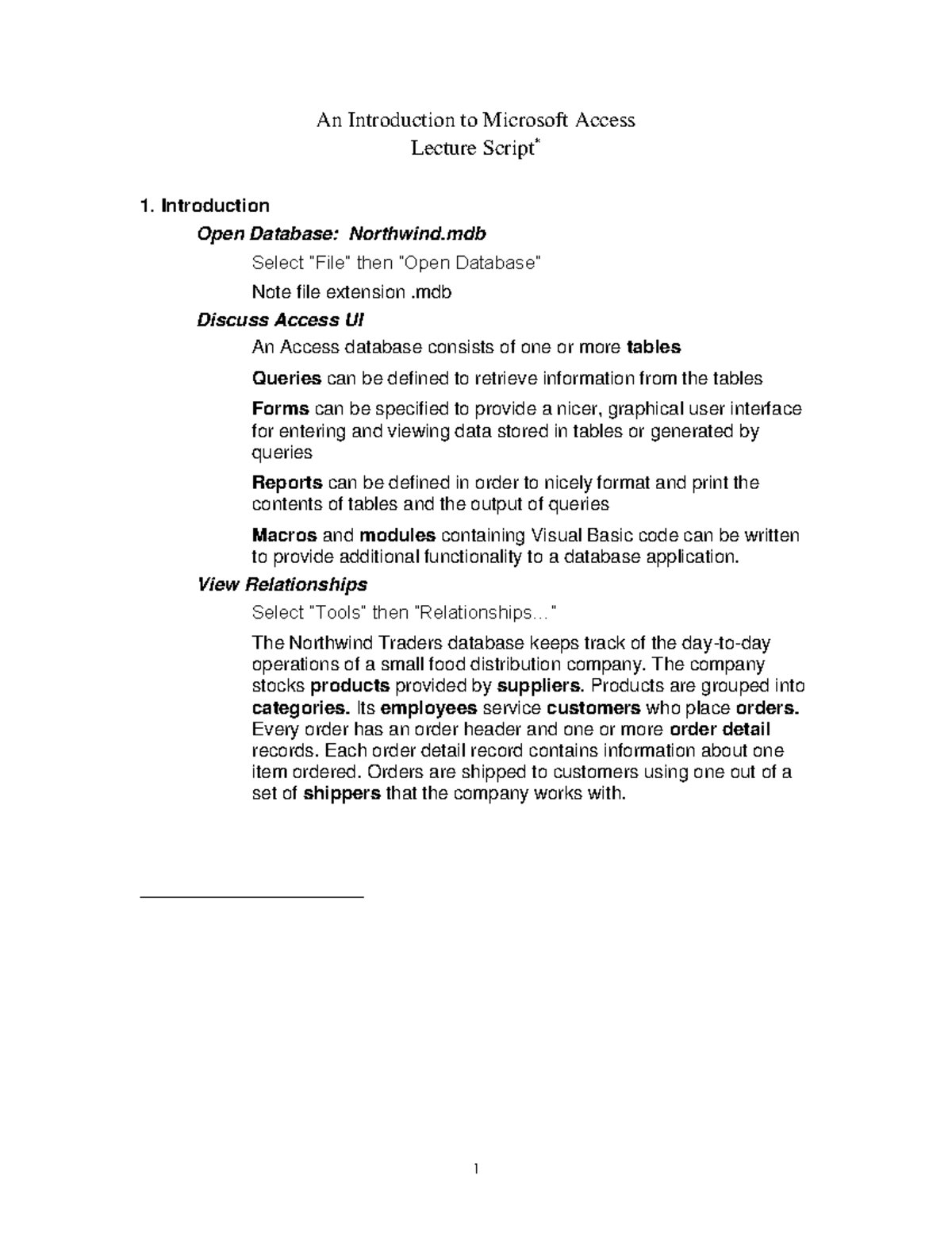 Intro To Microsoft Access lecture - An Introduction to Microsoft Access ...