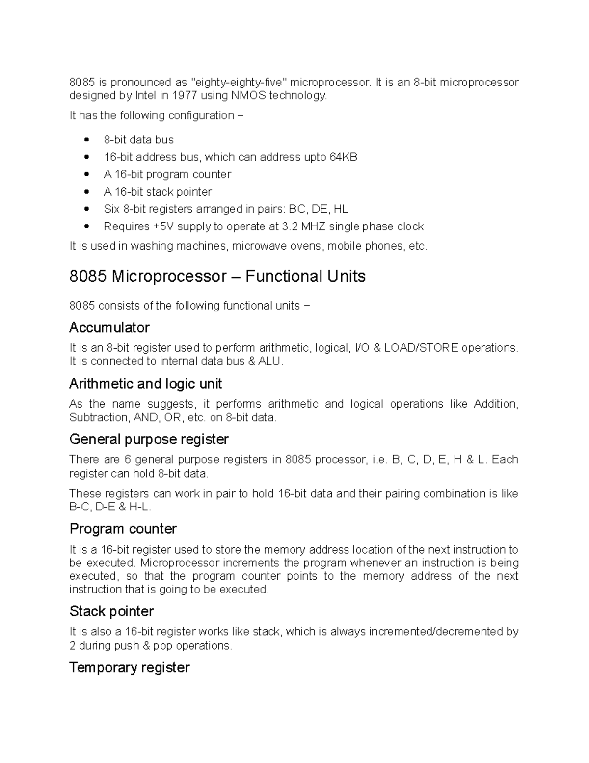 8085 Microprocessor - 8085 is pronounced as "eighty-eighty-five ...