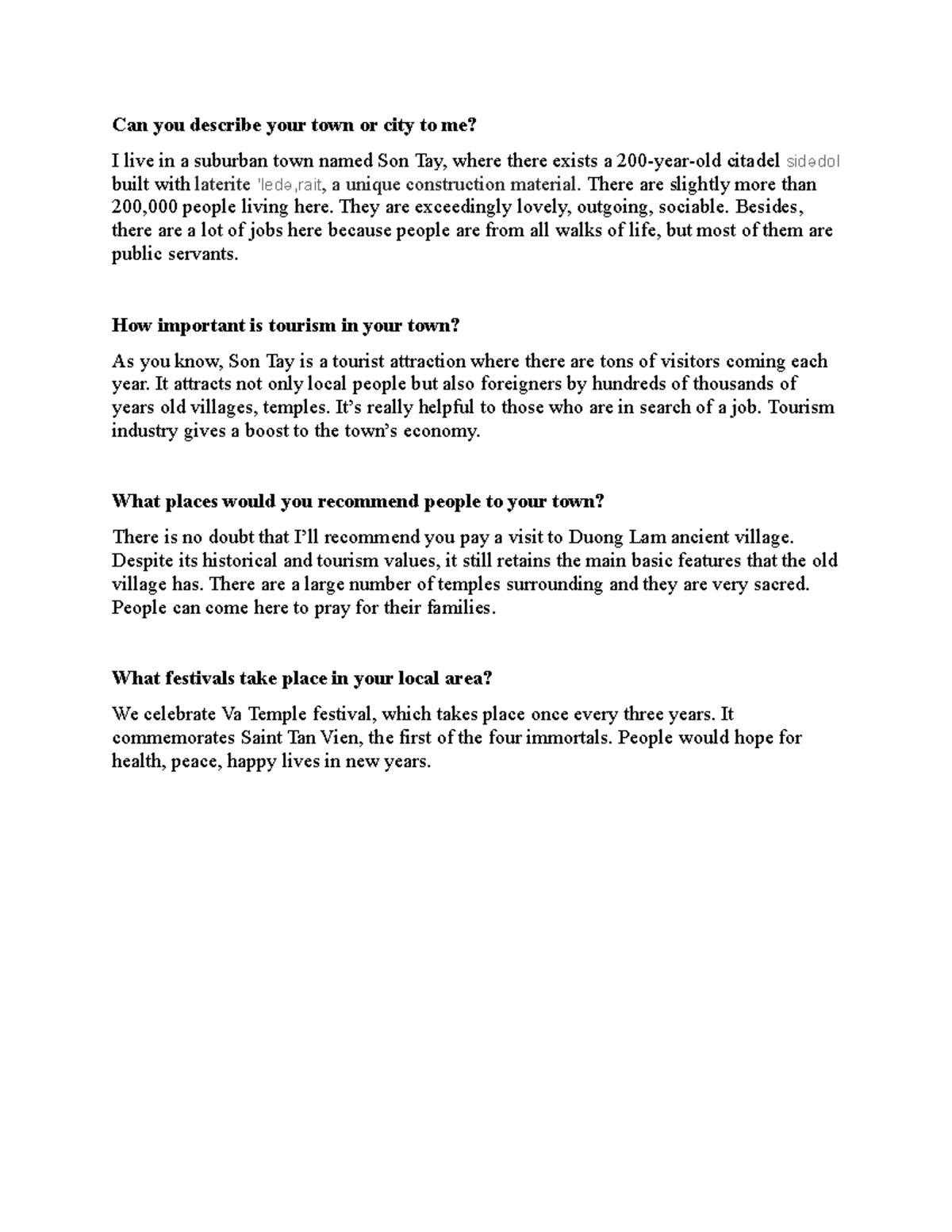 21-2 - gud - Can you describe your town or city to me? I live in a ...