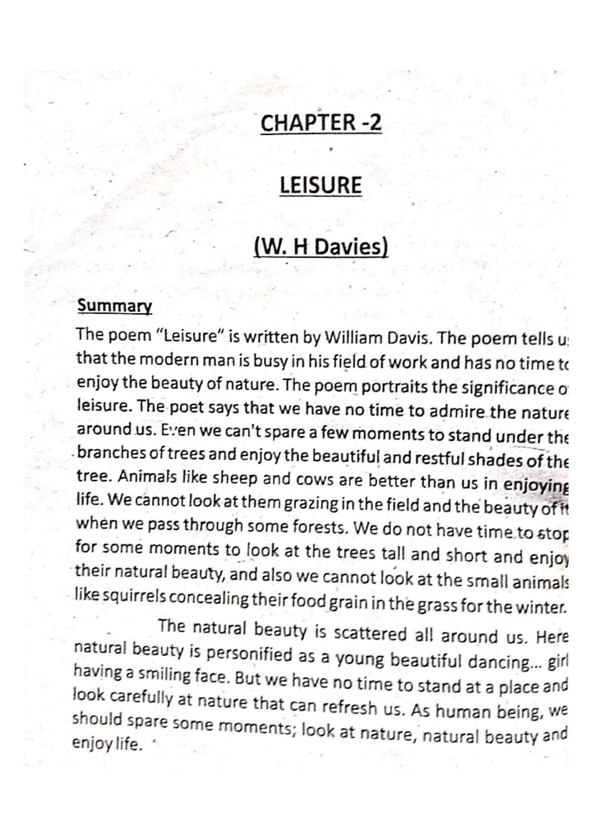 English chapter 2 - The is shot summary that is lot of helpful for ...