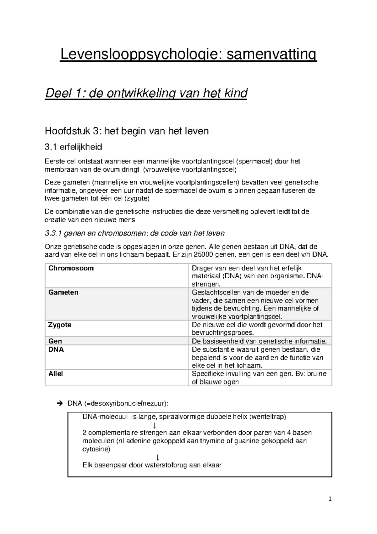 Samenvatting LLP - Levenslooppsychologie: samenvatting Deel 1: de ...