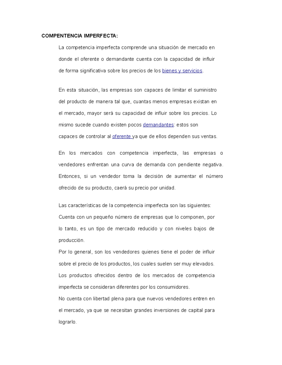 Compentencia Imperfecta - COMPENTENCIA IMPERFECTA: La competencia ...